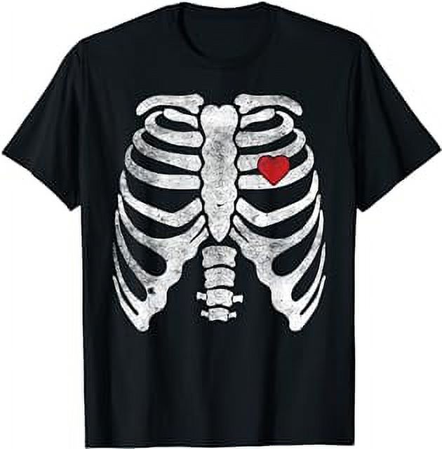 Heart Rib Cage X-Ray Adult Kids Funny Halloween Skeleton T-Shirt ...