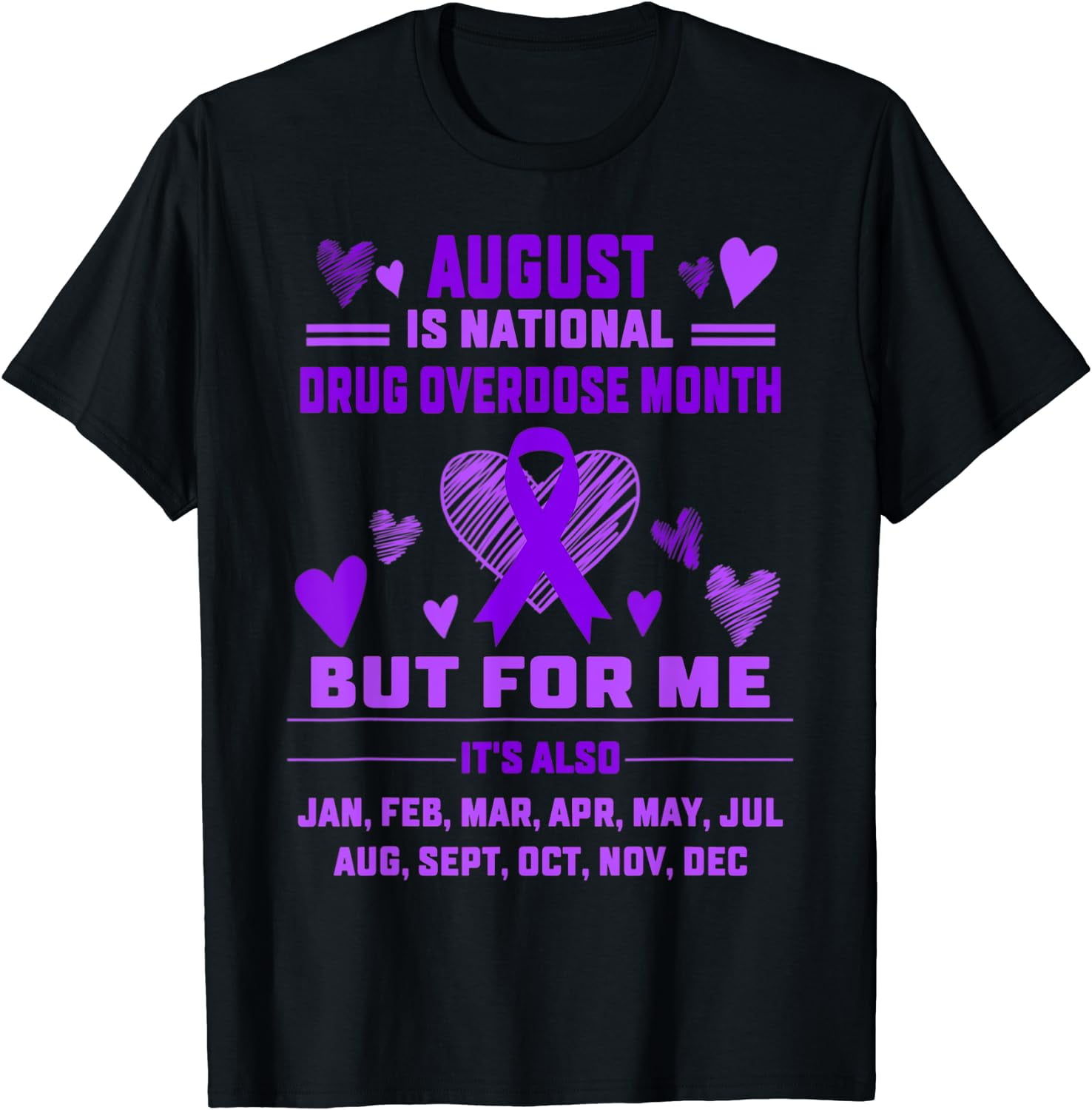 Heart Ribbon June Is National Drug Overdose Awareness T-Shirt - Walmart.com