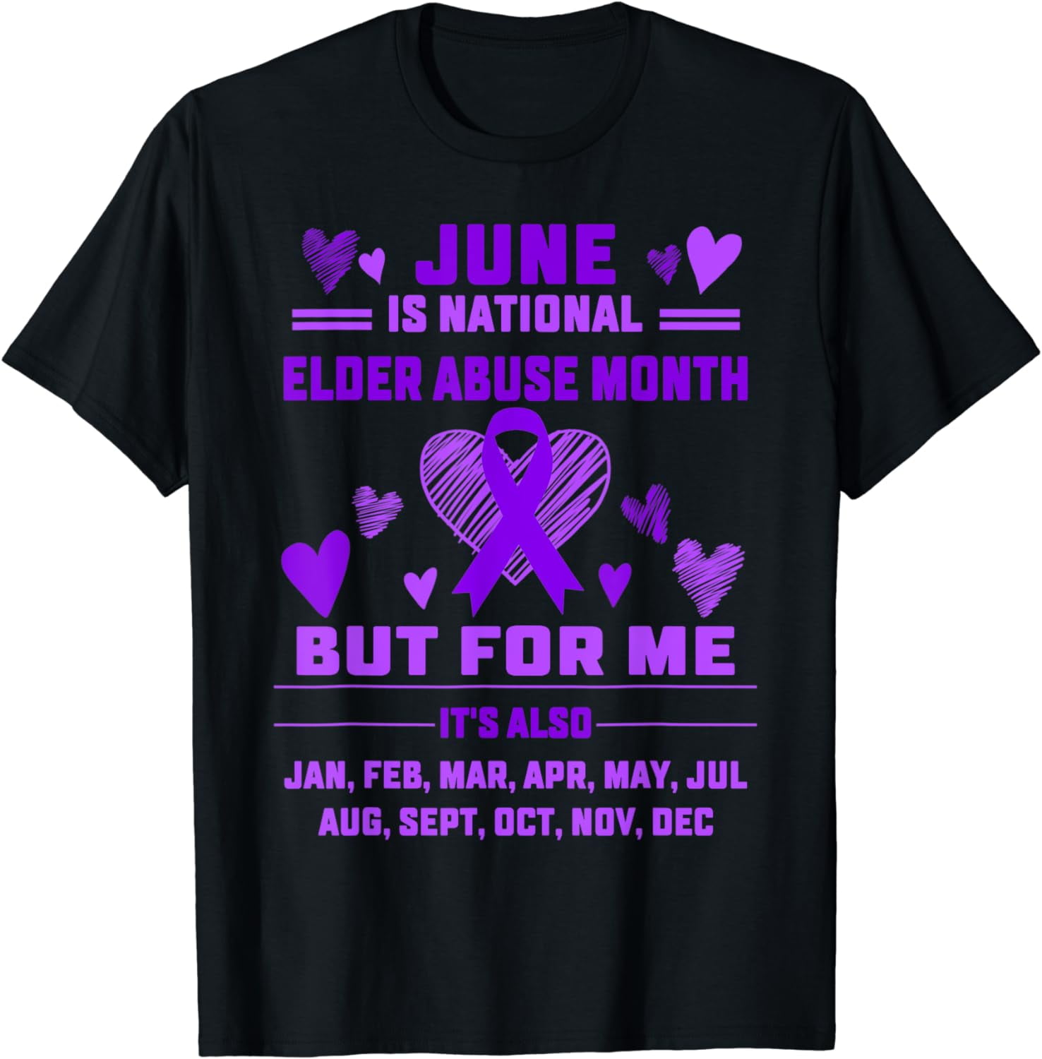 Heart Ribbon June Is National Elder Abuse Awareness T-Shirt - Walmart.com