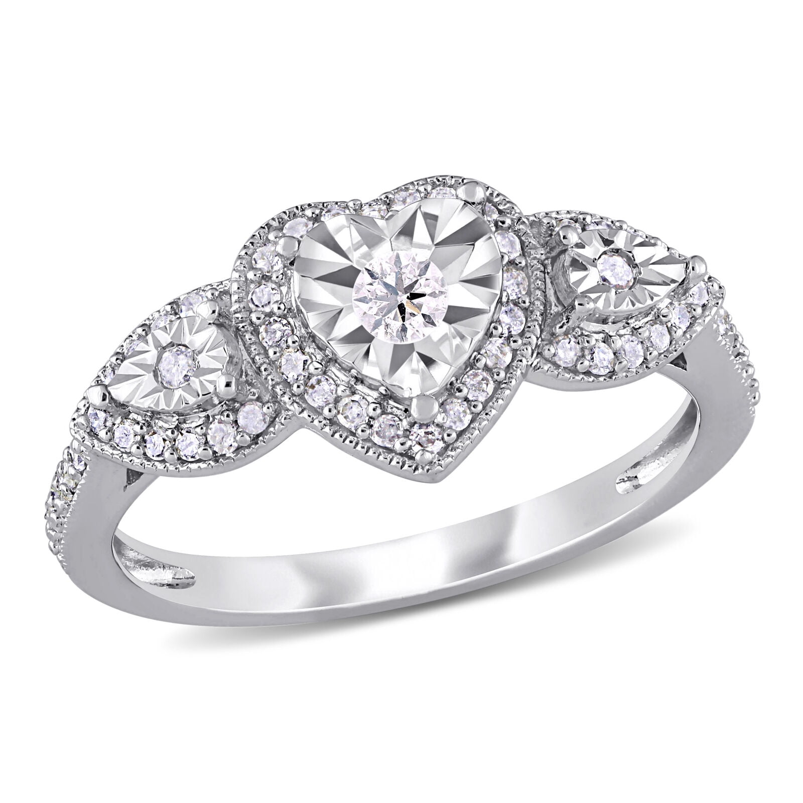 Heart Ring, Illusion Set Diamond Engagement Ring, Halo Diamond Ring ...
