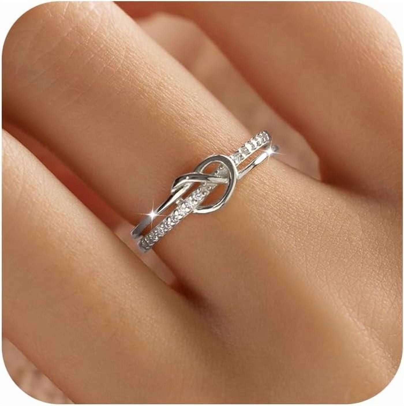 Heart Rings for Women Mother Daughter Friendship Knot Ring Promise Ring for Her 925 Sterling ...