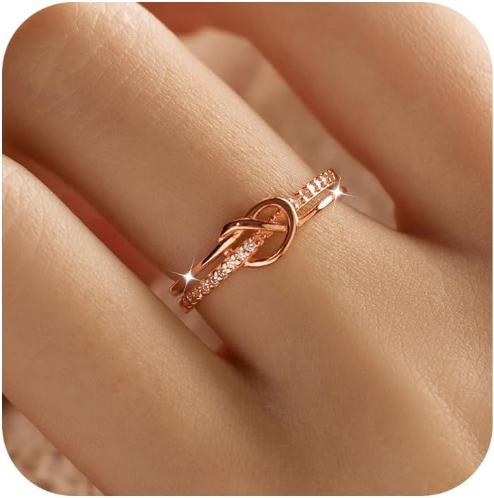 Heart Rings for Women Mother Daughter Friendship Knot Ring Promise Ring ...