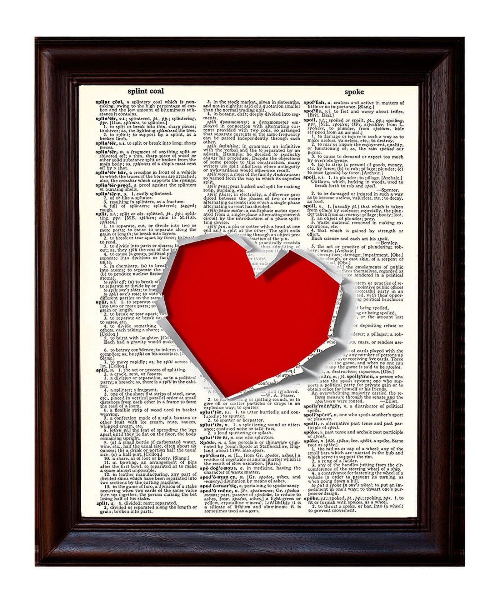 Heart Rip - Dictionary Art Print Printed On Authentic Vintage ...