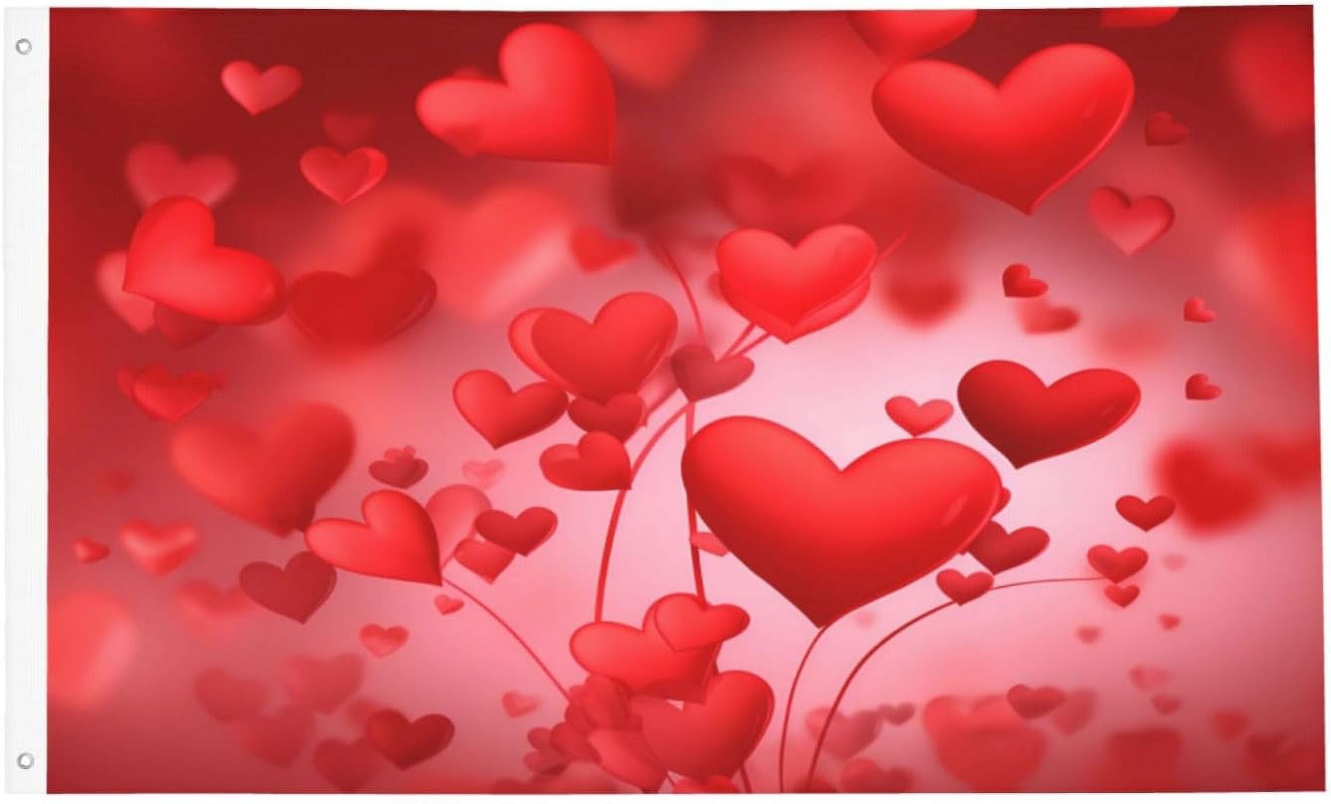 Heart Romantic Flag Double Sided Outside Large Banner, Love Valentine ...