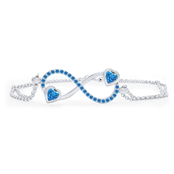 AFFY Heart & Round Shape Simulated Blue Topaz Infinity Heart Chain ...