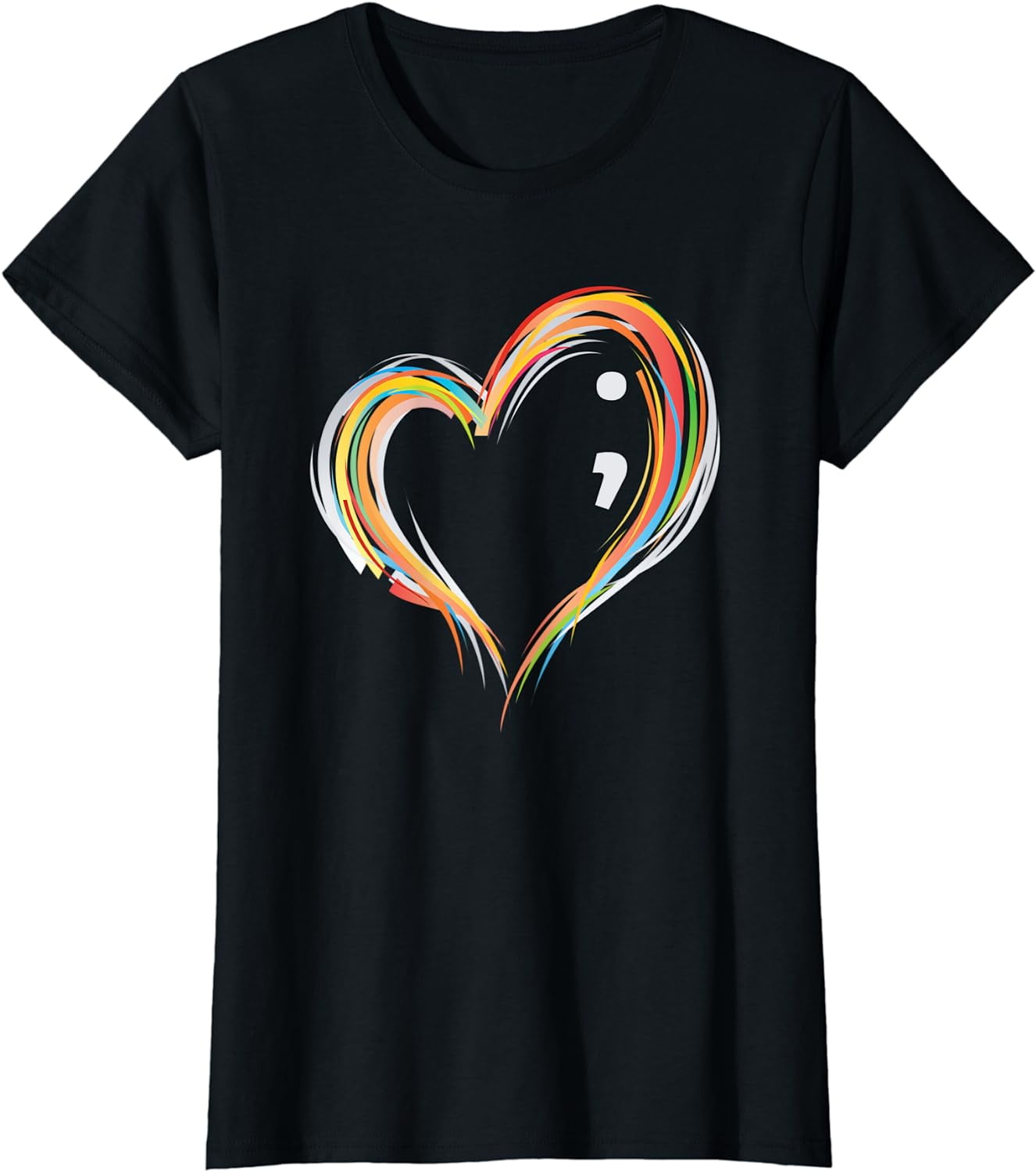 Heart Semicolon T-Shirt Mental Health Awareness - Walmart.com