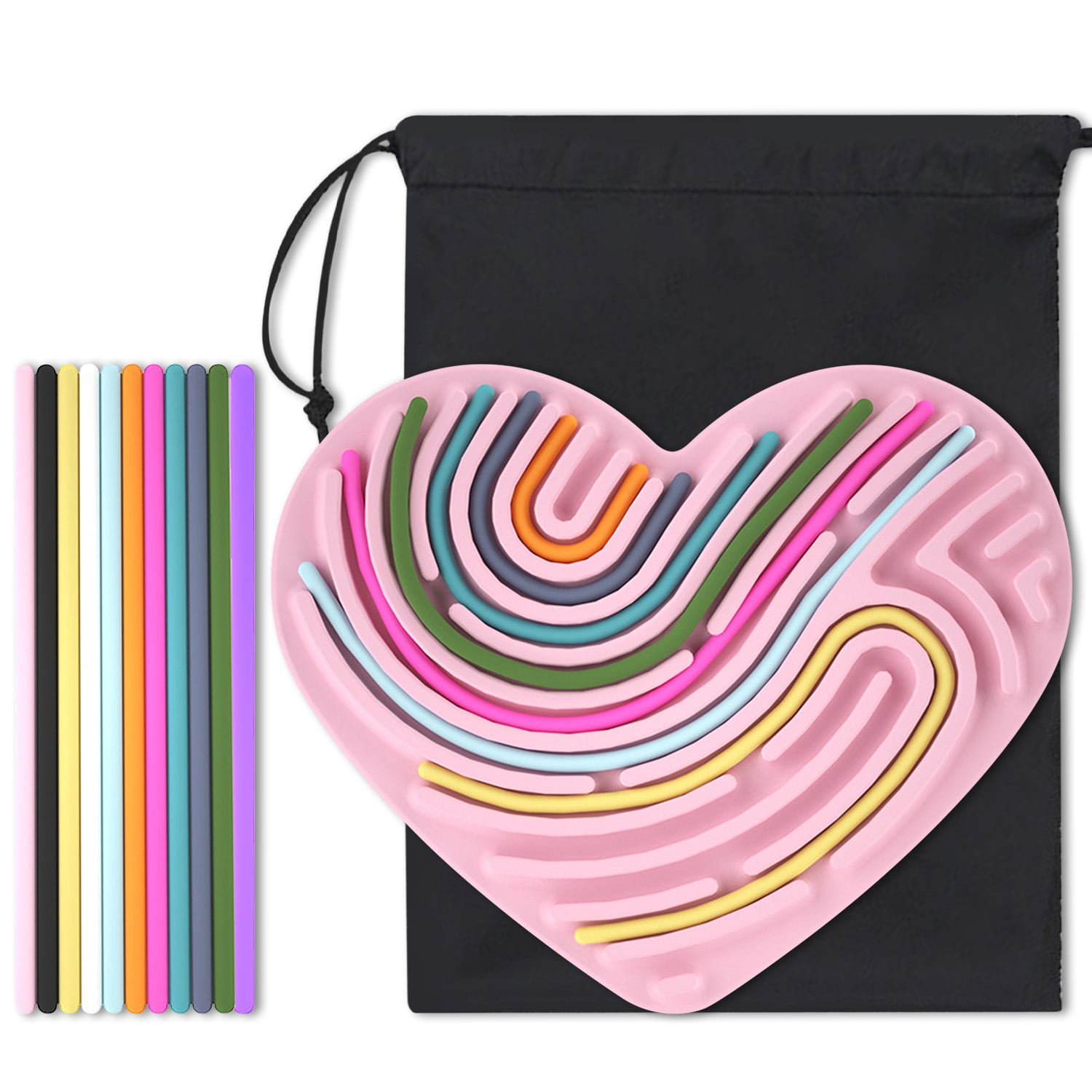 Heart Sensory Board Silicone Stick Set Calm down Travel Airplane ...