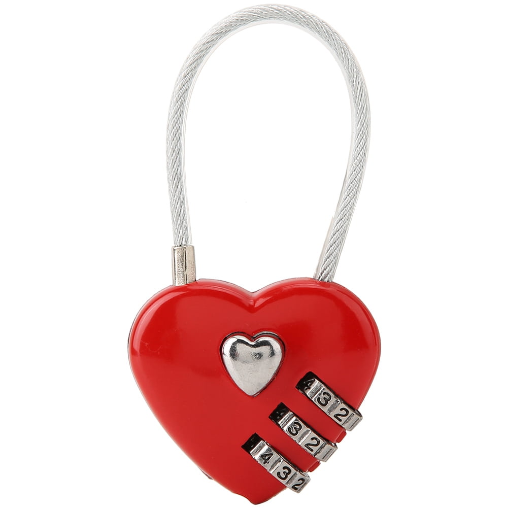 Heart Shape 3 Digit Code Combination Luggage Bag Lock Password Security ...