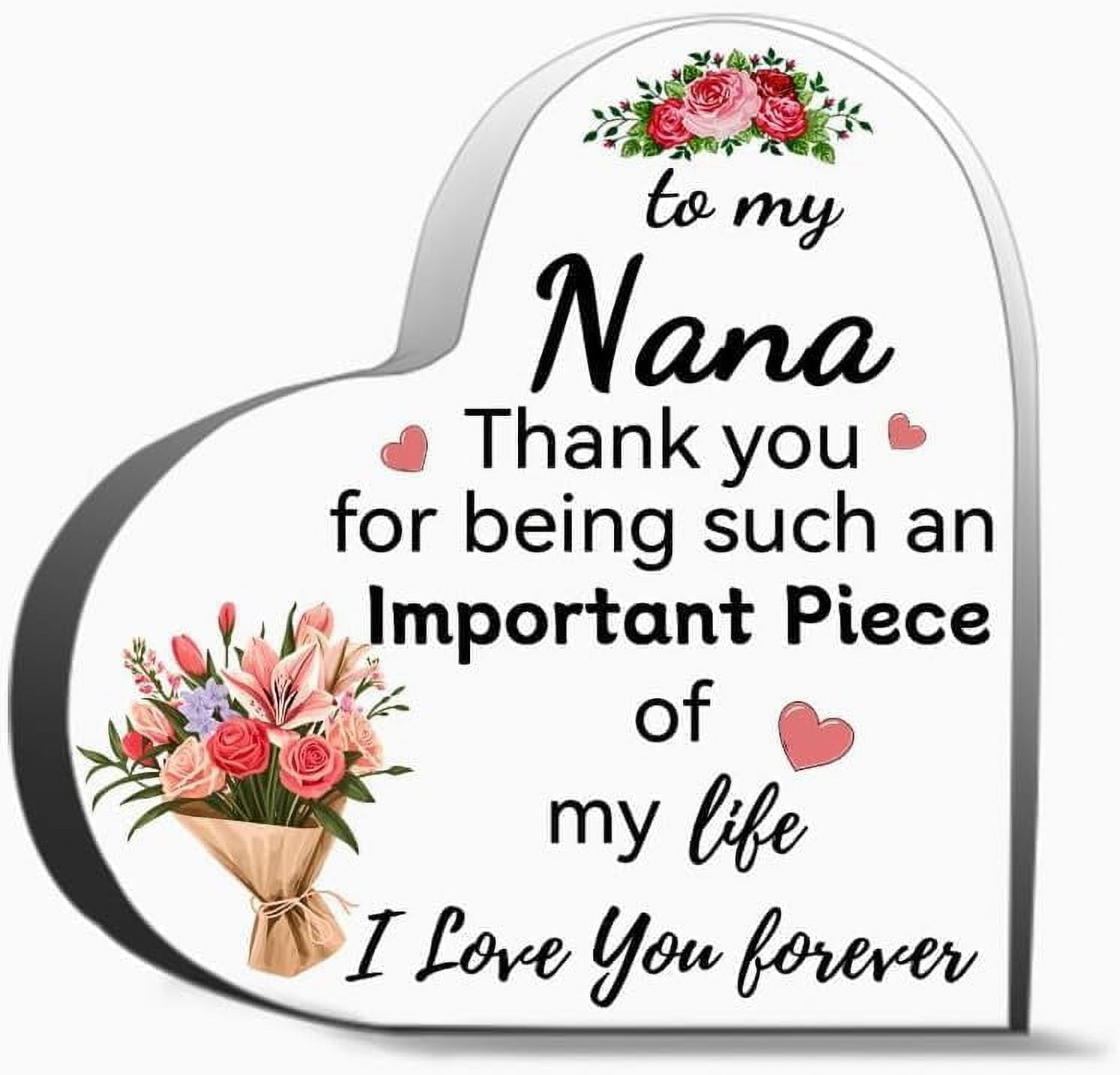 Heart Shape Acrylic Sign Nana Mother's Gifts Granny Gift for Birthday ...