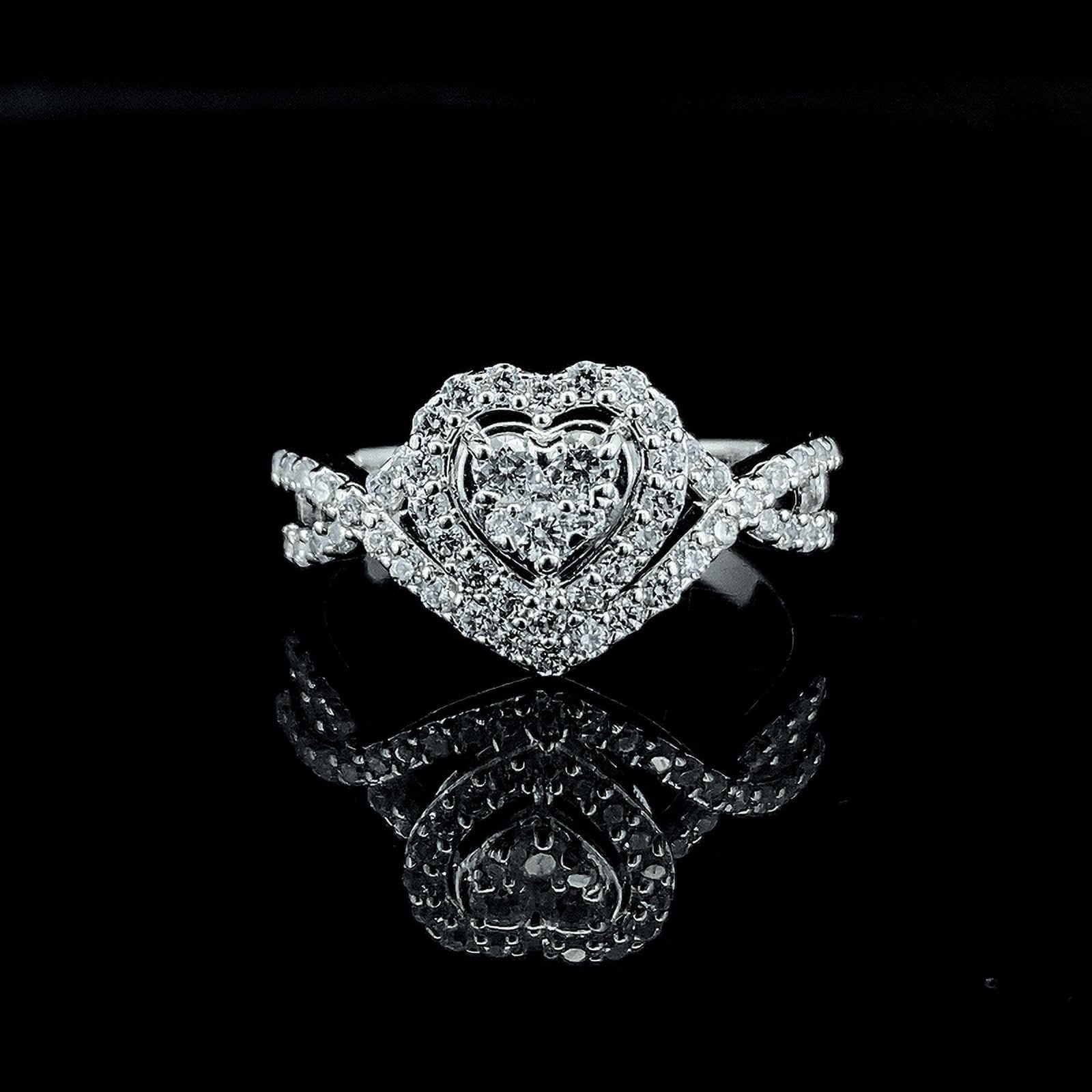 Heart Shape Composite Lab Grown Diamond Women Bridal Ring in Sterling ...