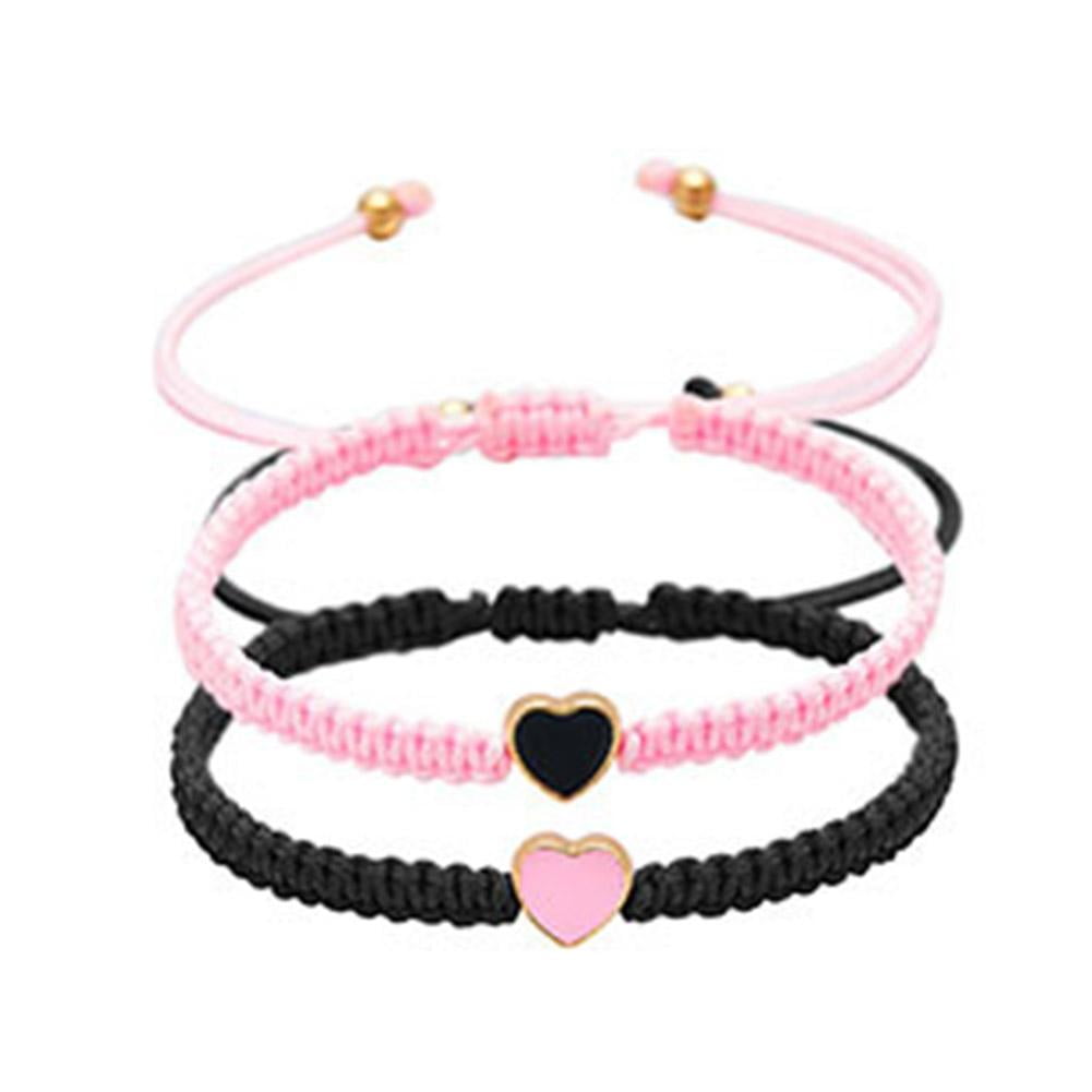 Heart Shape Couple Friendship Bracelets with Moon and Sun Design ...
