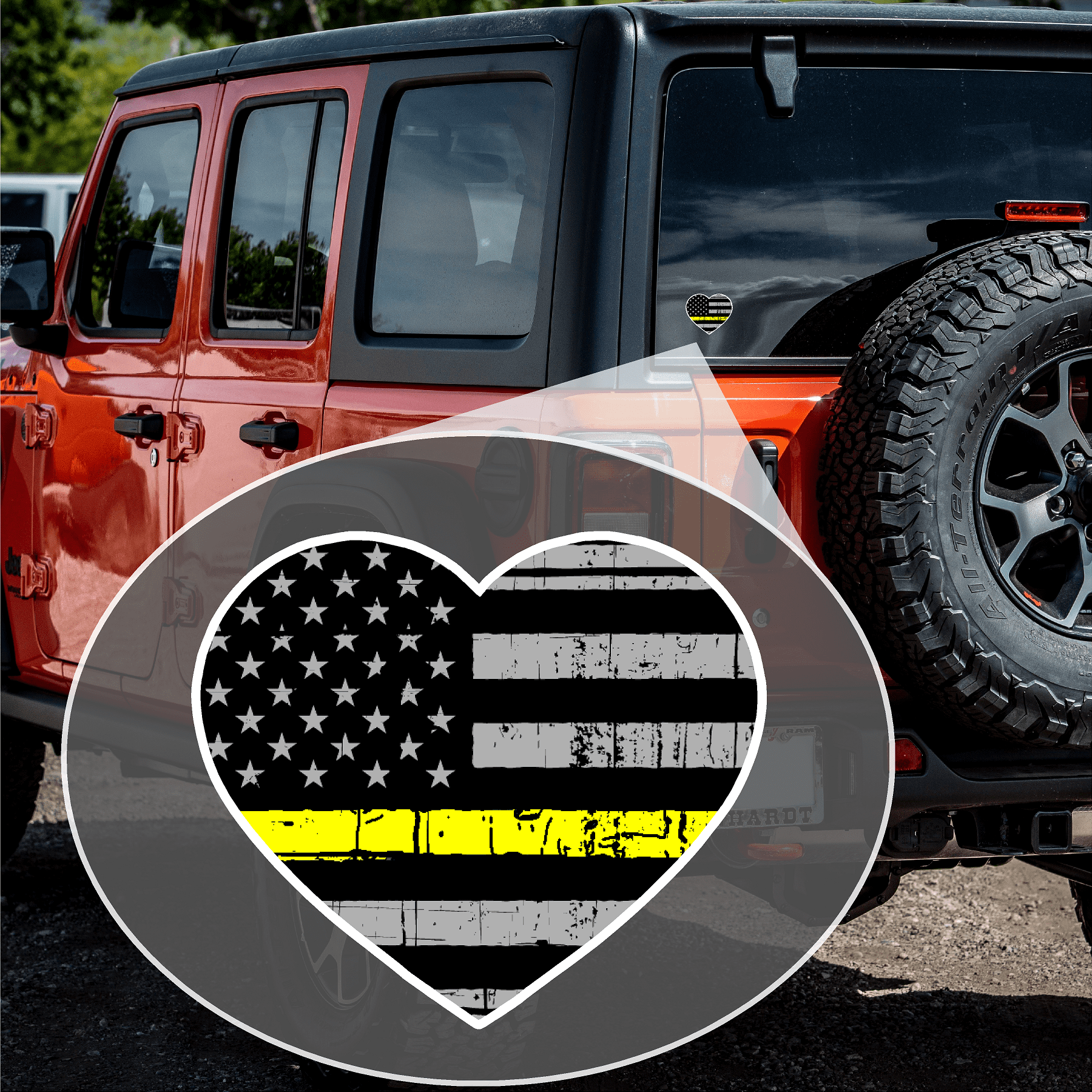 Heart Shape (E53) Thin Yellow Line Dispatch Vinyl Decal Sticker Love ...