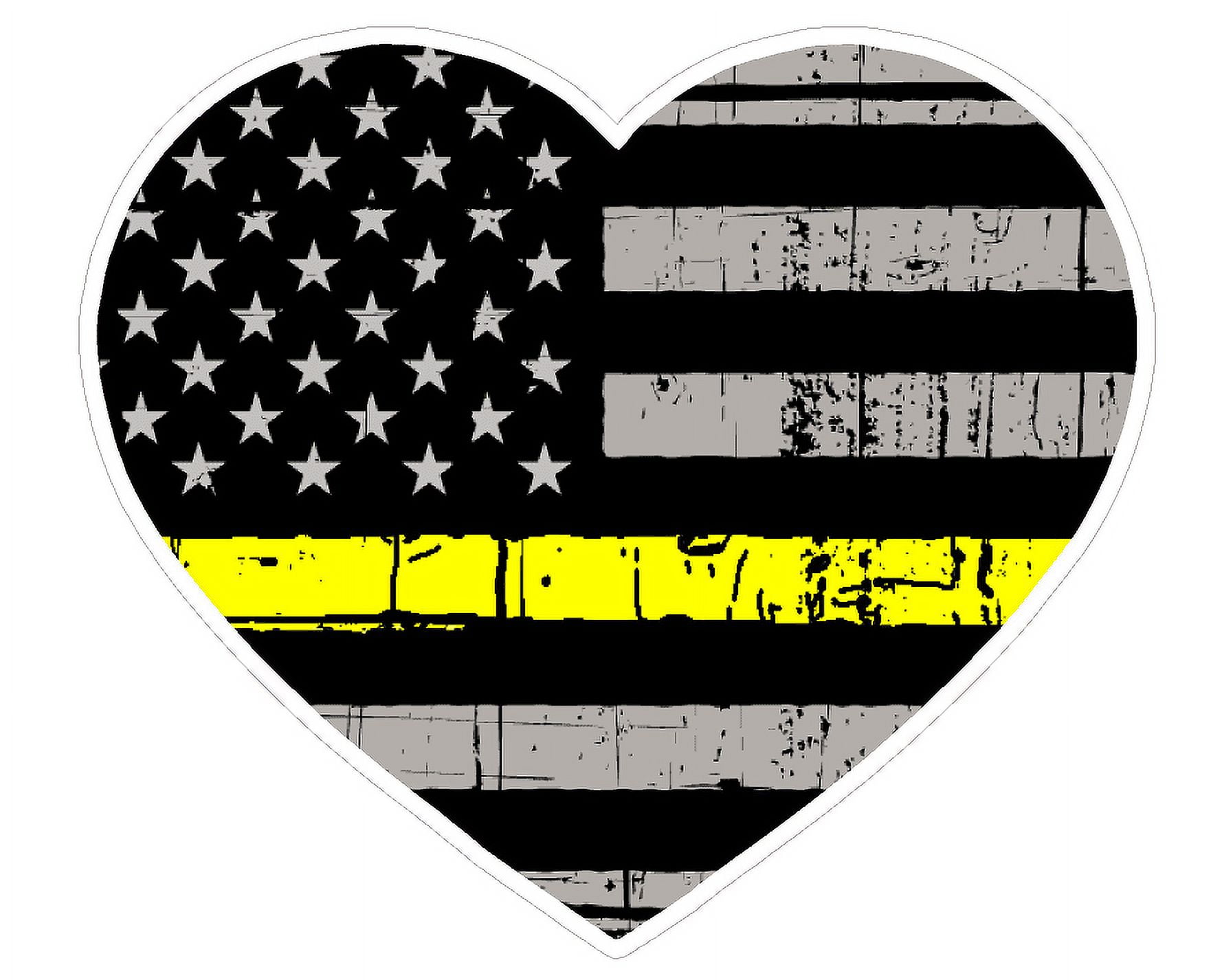 Heart Shape (E53) Thin Yellow Line Dispatch Vinyl Decal Sticker Love ...