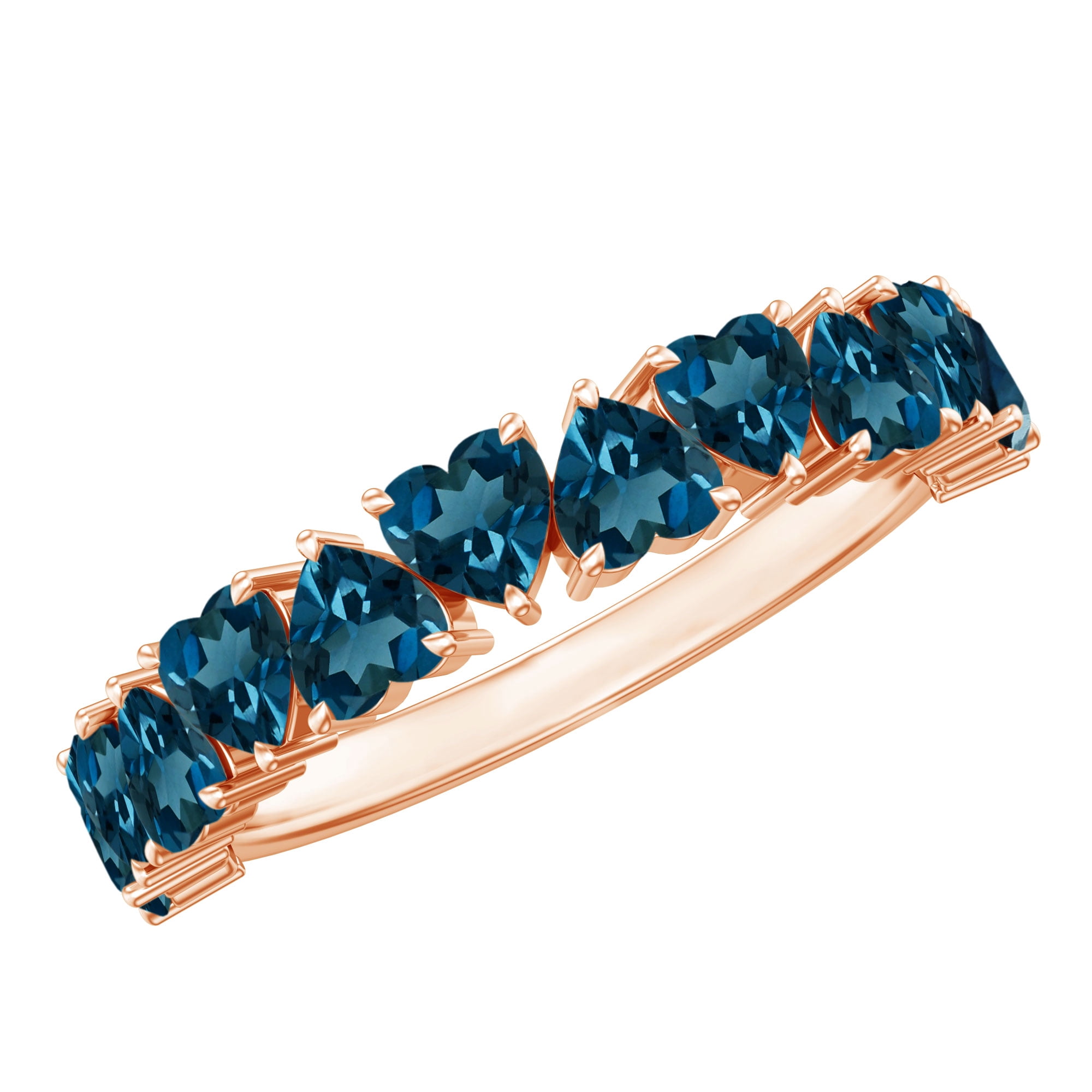 Heart Shape Eternity Band Ring - London Blue Topaz Semi Ring for Women ...
