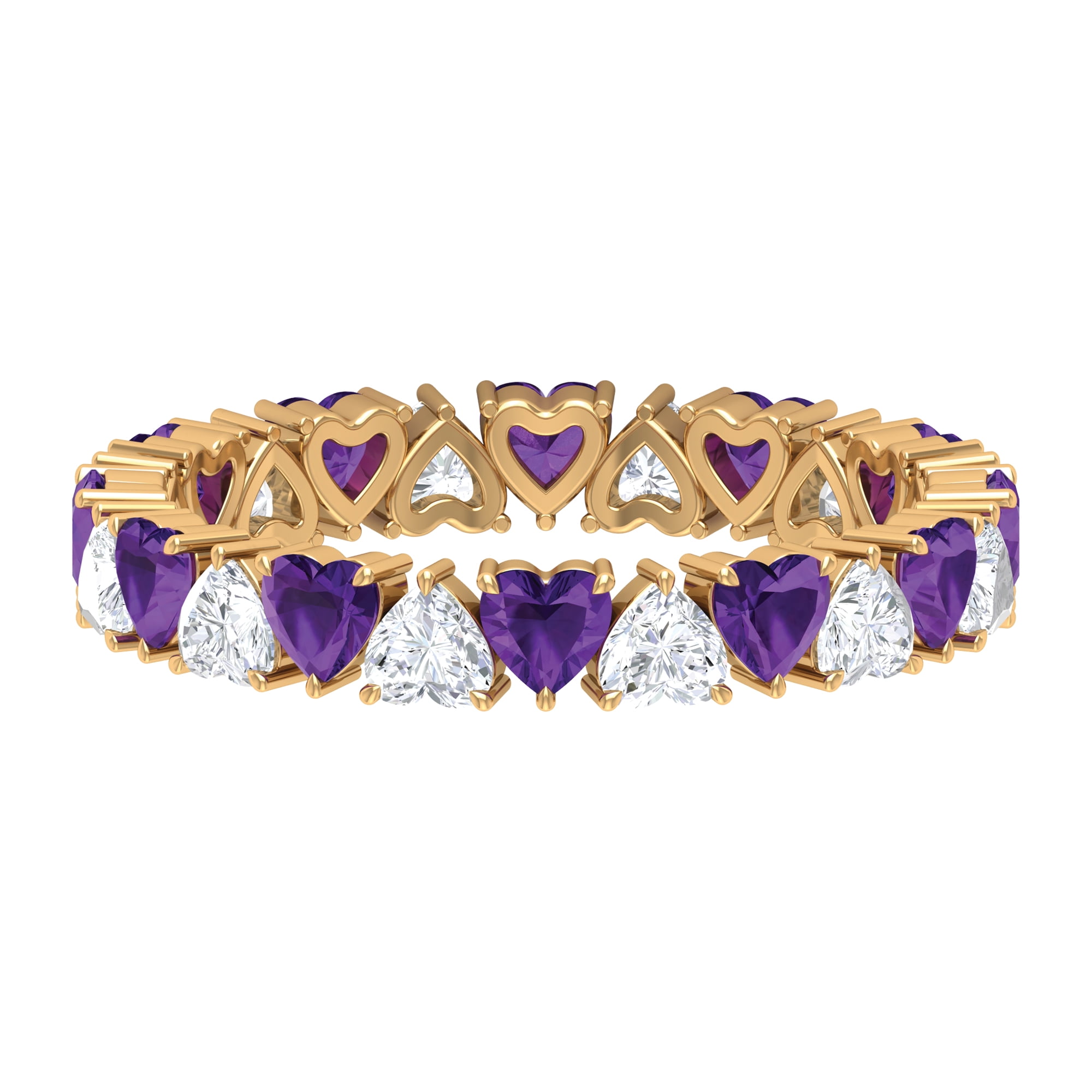 Heart Shape Eternity Ring for Women with Amethyst and Moissanite, 10K ...