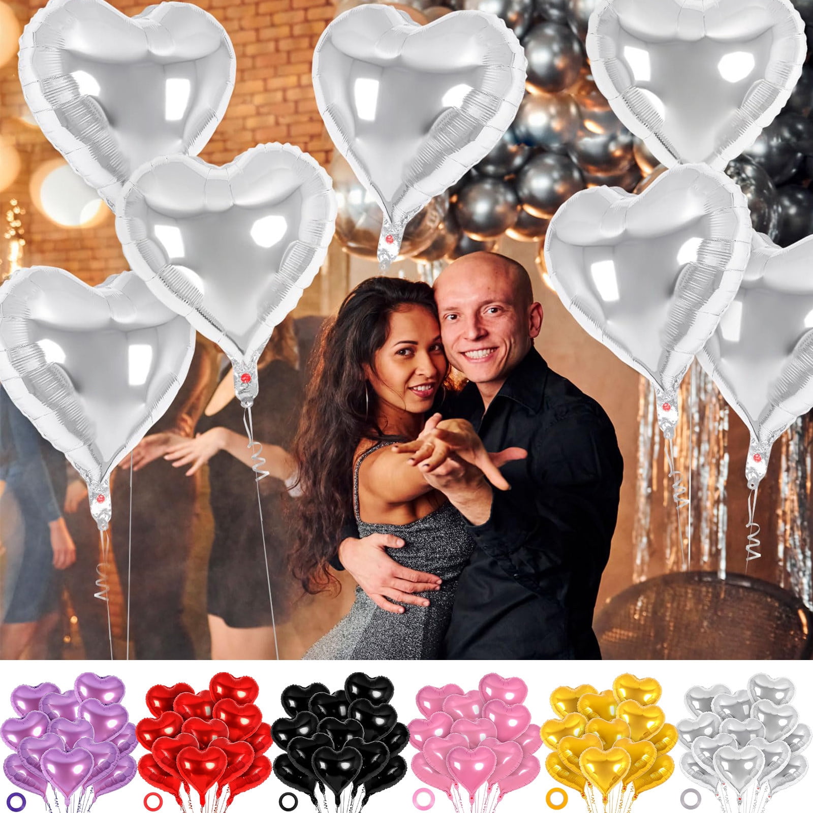 Heart Shape Foil Balloons, Valentine Birthday Party Decorations 10 Pack ...