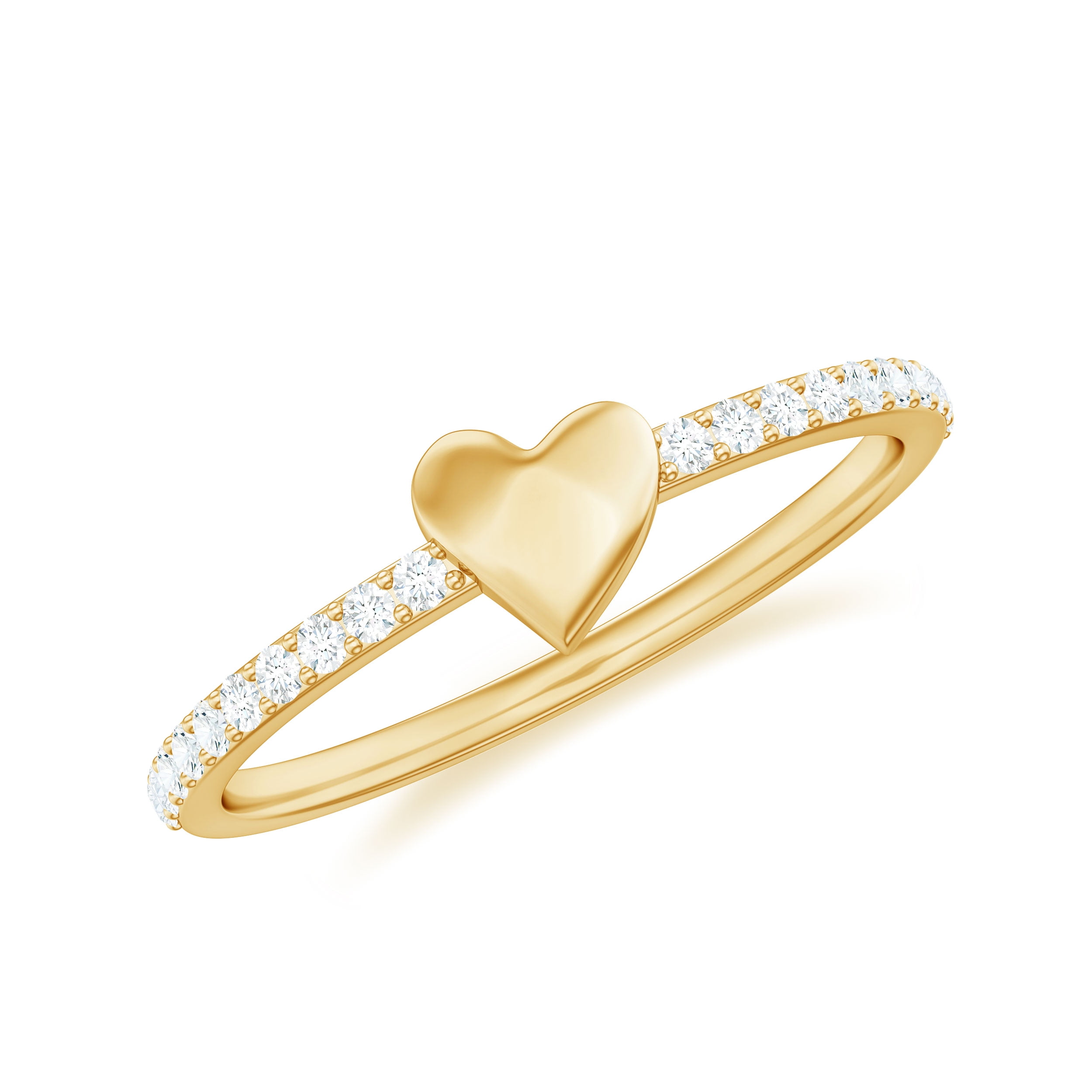 Heart Shape Gold Diamond Promise Ring for Women - Valentines Gift, 14K ...