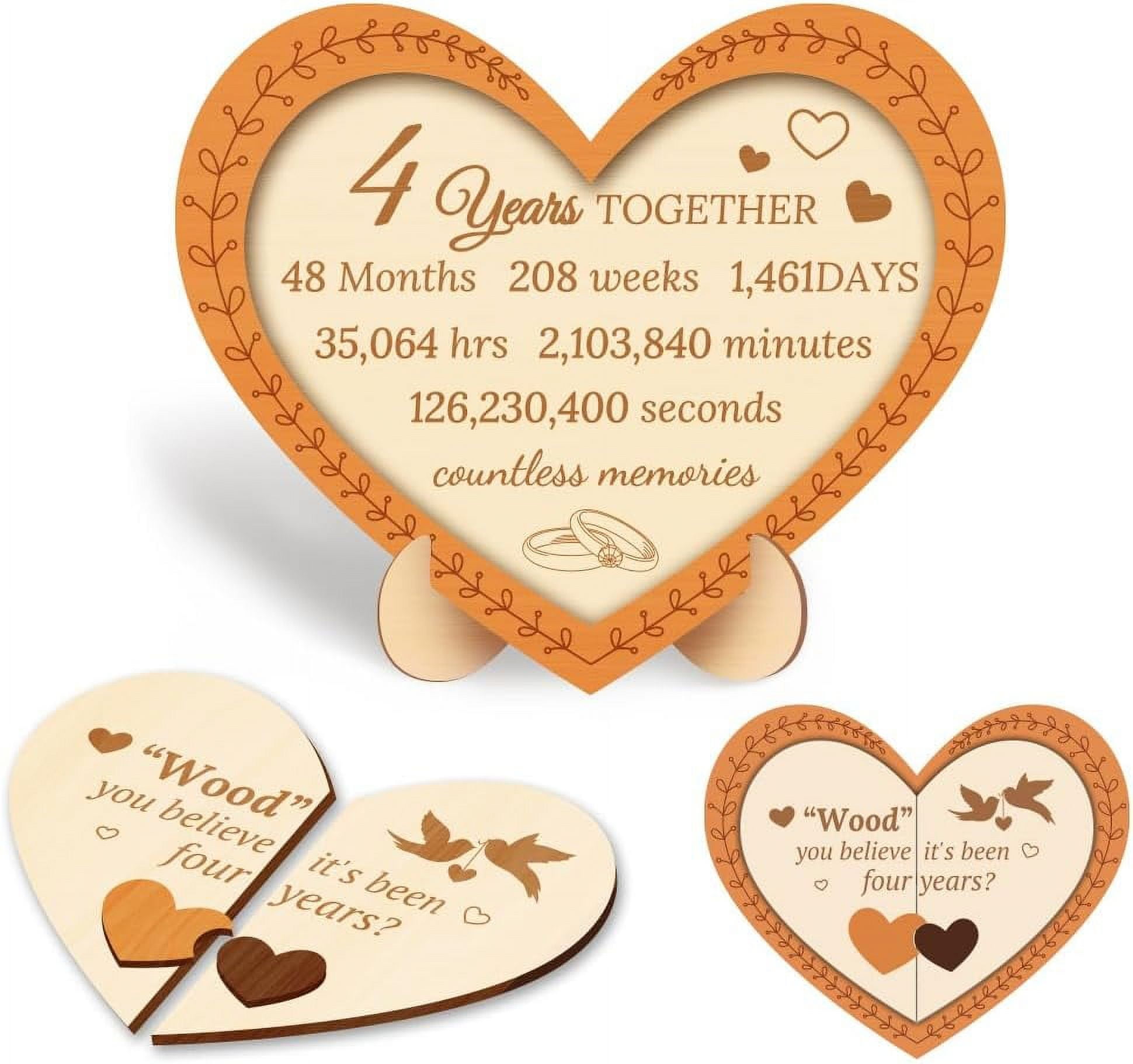Heart Shape Happy Commemorative Card 4 th Wood Commemorative Cards for ...