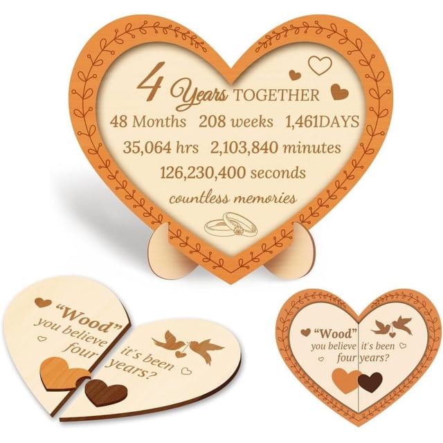 Heart Shape Happy Commemorative Card 4 th Wood Commemorative Cards for ...