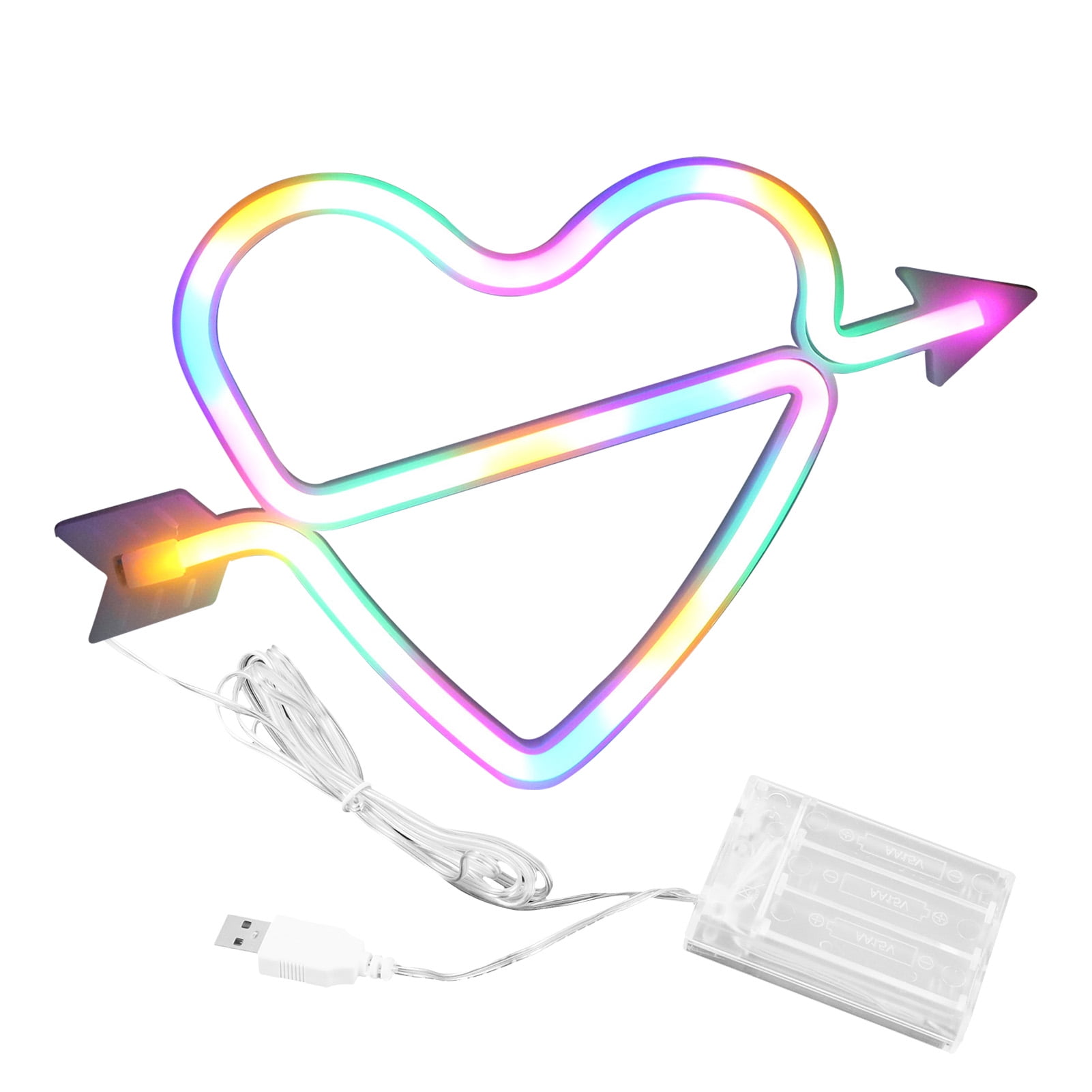 Heart Shape LED Neon Light Wall Lamp for Birthday Party Kids Room USB ...