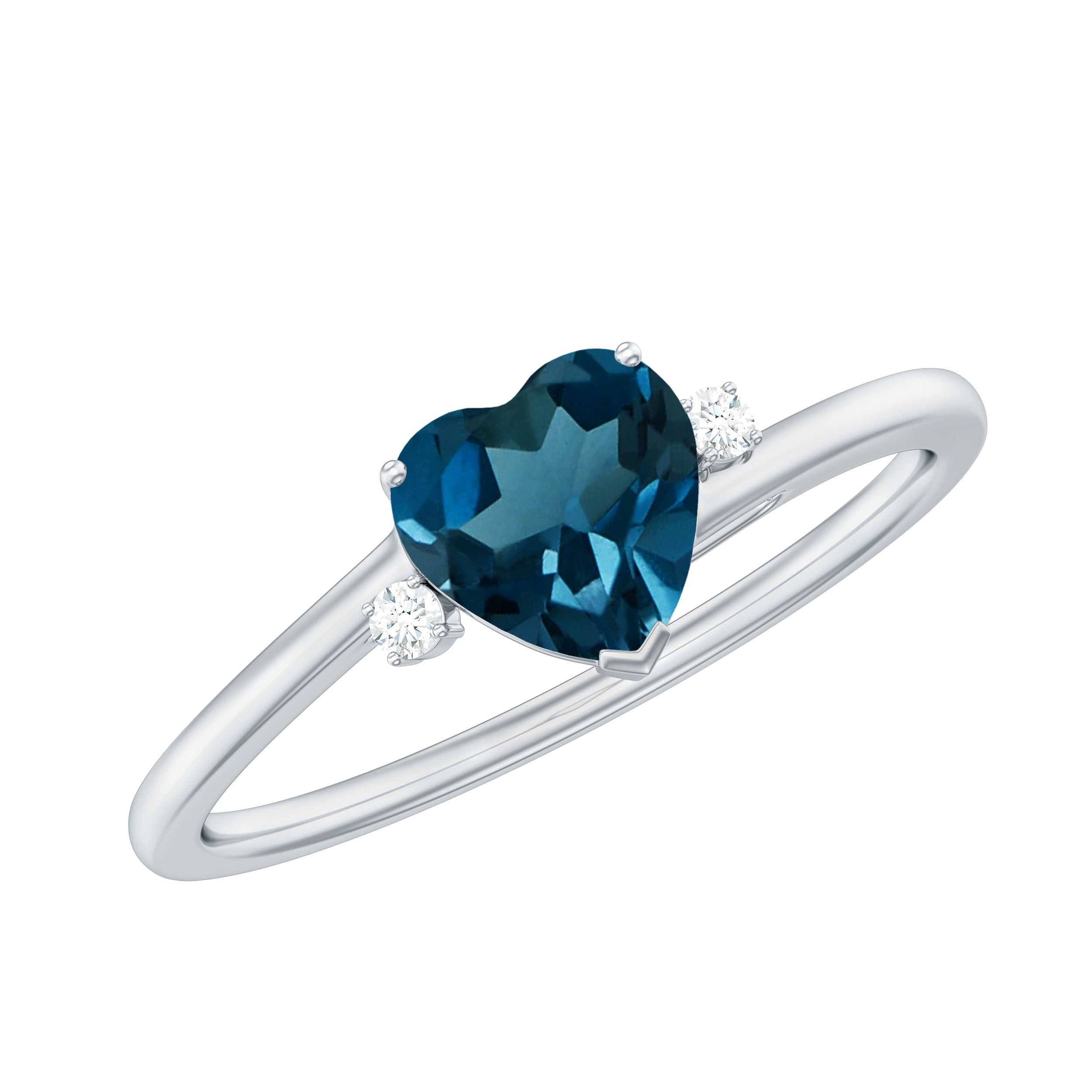 Rosec Jewels Heart Shape London Blue Topaz Solitaire Promise Ring with ...