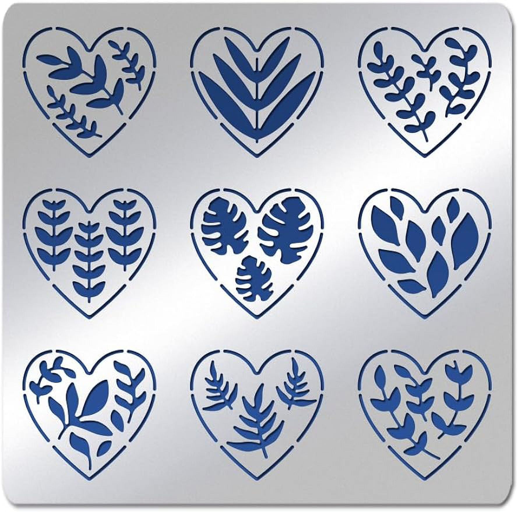 Heart Shape Metal Stencil 6x6inch Reusable Plant Pattern Drawing ...
