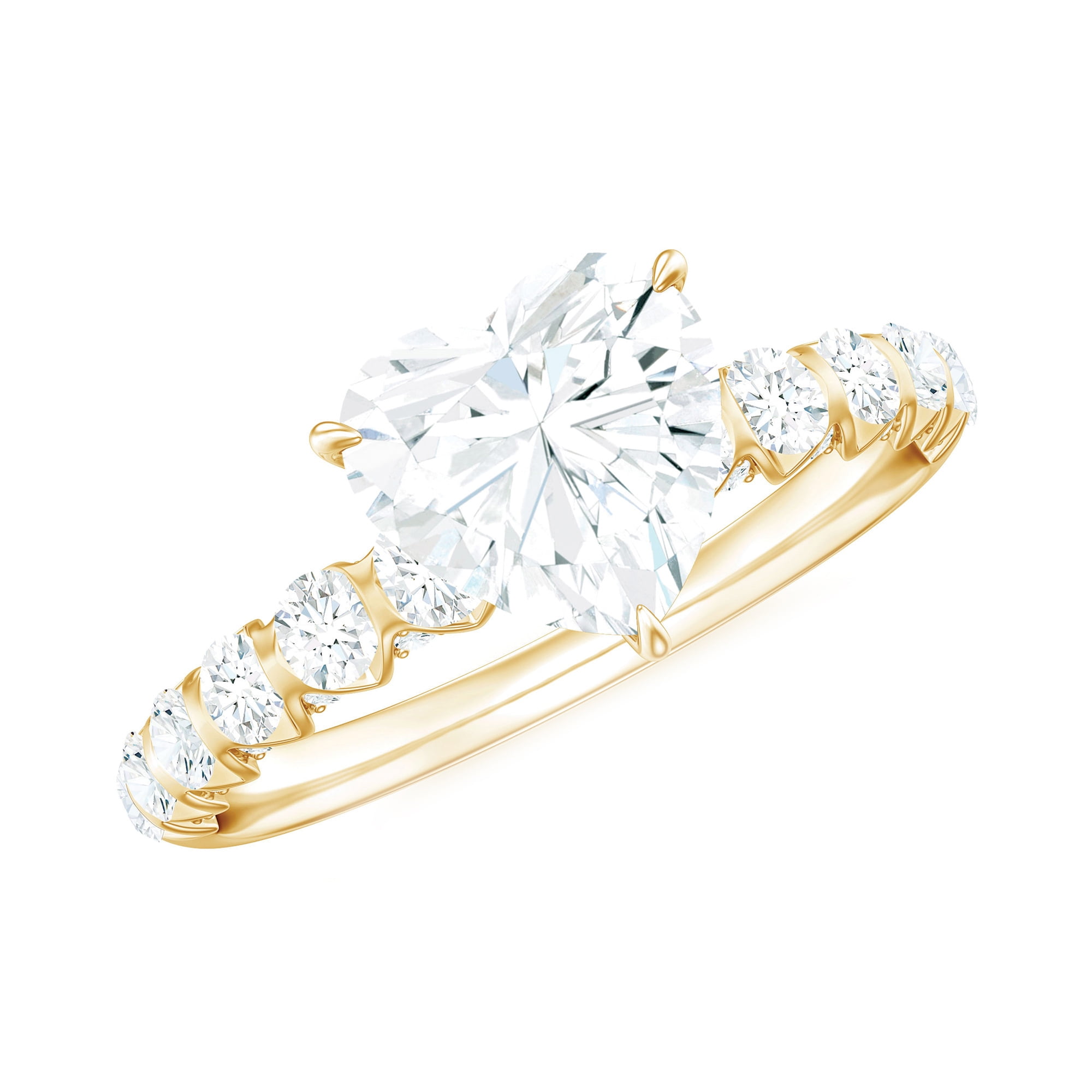 Rosec Jewels Heart Shape Moissanite Solitaire Engagement Ring with Side ...