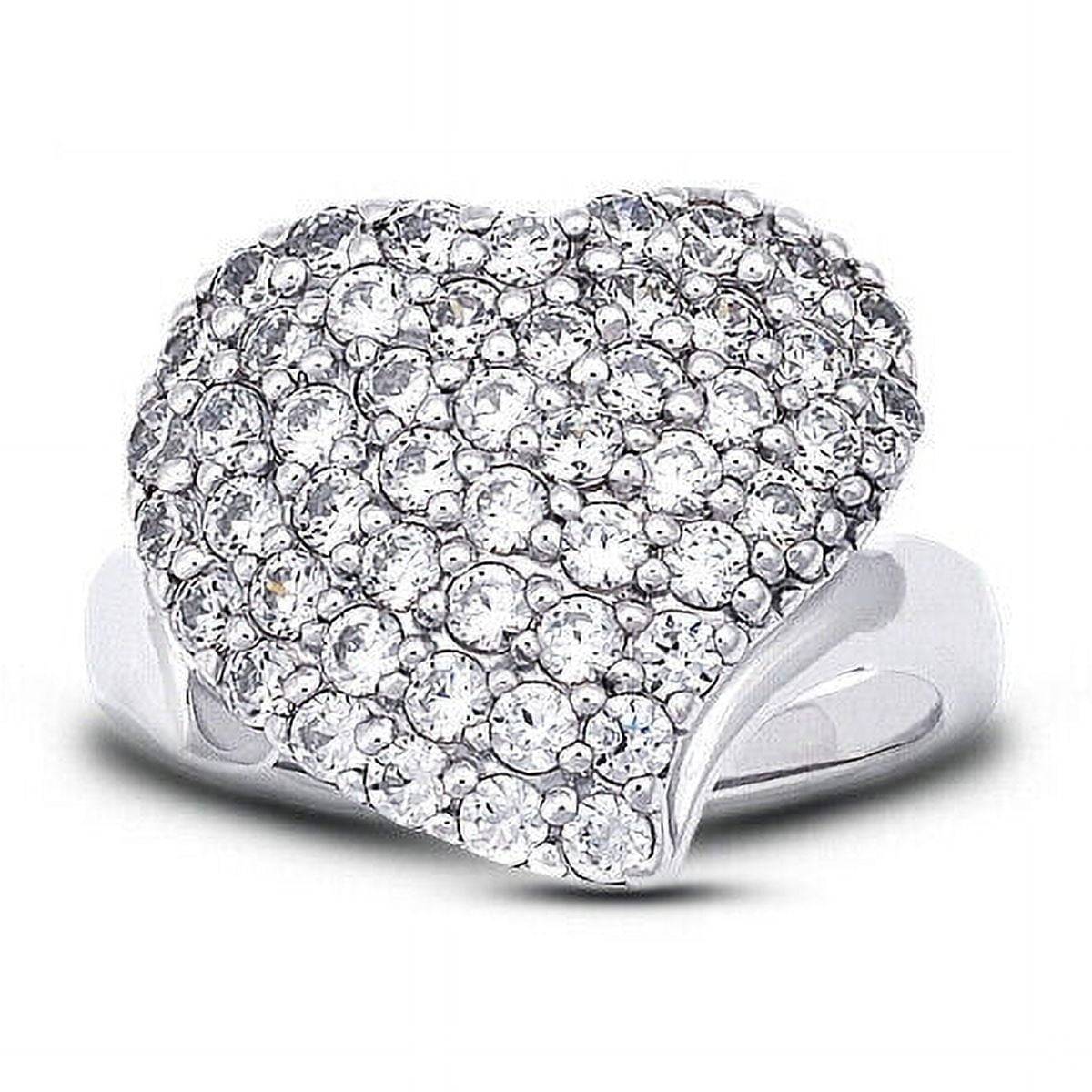 Heart Shape Pave Set Ring Promise Ring 1.8 Ct Simulated Diamond 14K ...