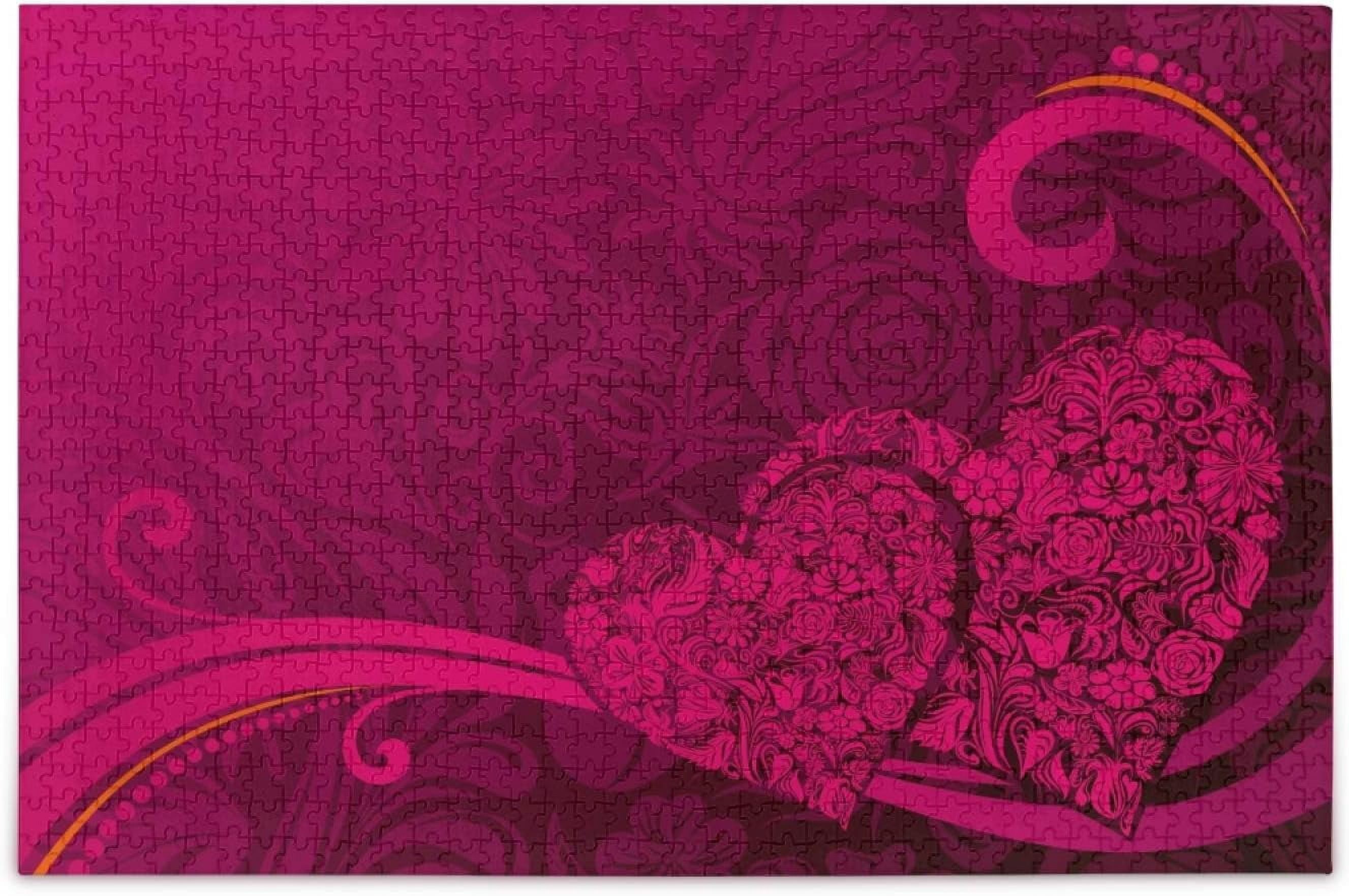 Heart Shape Pink Flowers Puzzle for Adults 500 Piece Puzzles Game DIY ...
