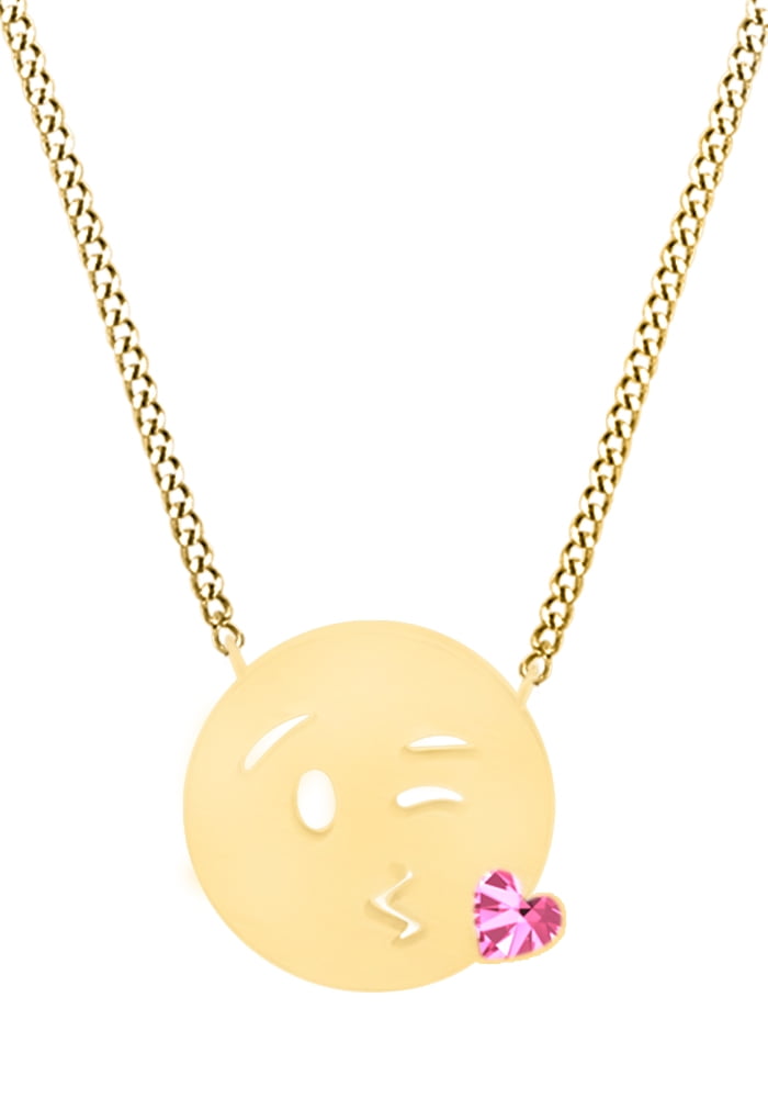 AFFY Heart Shape Simulated Pink Tourmaline Emoji Emoticons Pendant ...