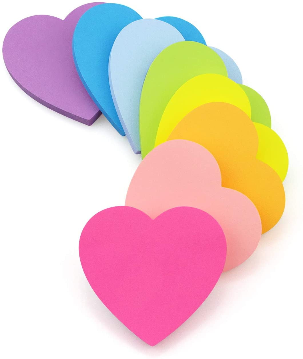 Heart Shape Sticky Notes 6 Color Bright Colorful Sticky Pad 75 Sheets ...