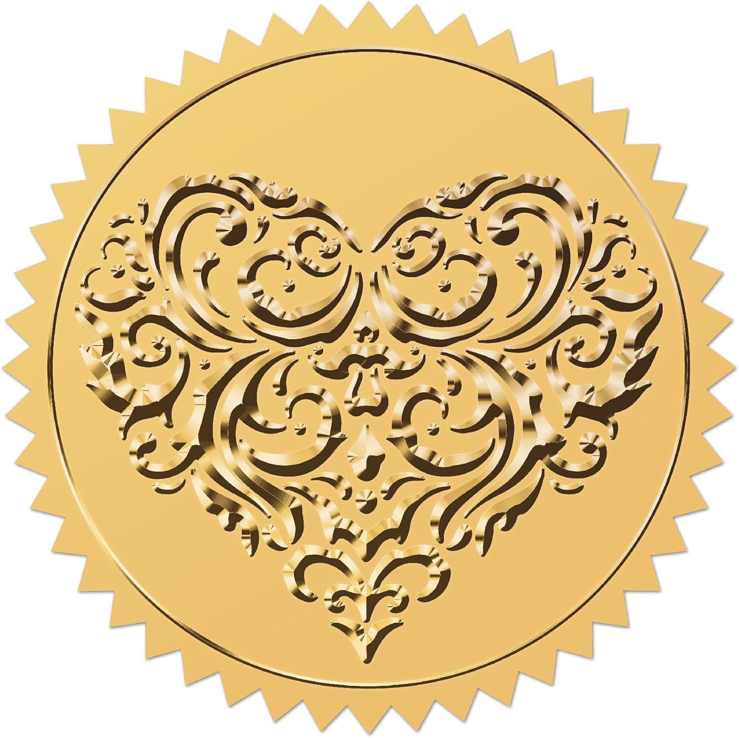 Heart Shape Vine Gold Foil Embossed Stickers 2" Valentines Day Love ...