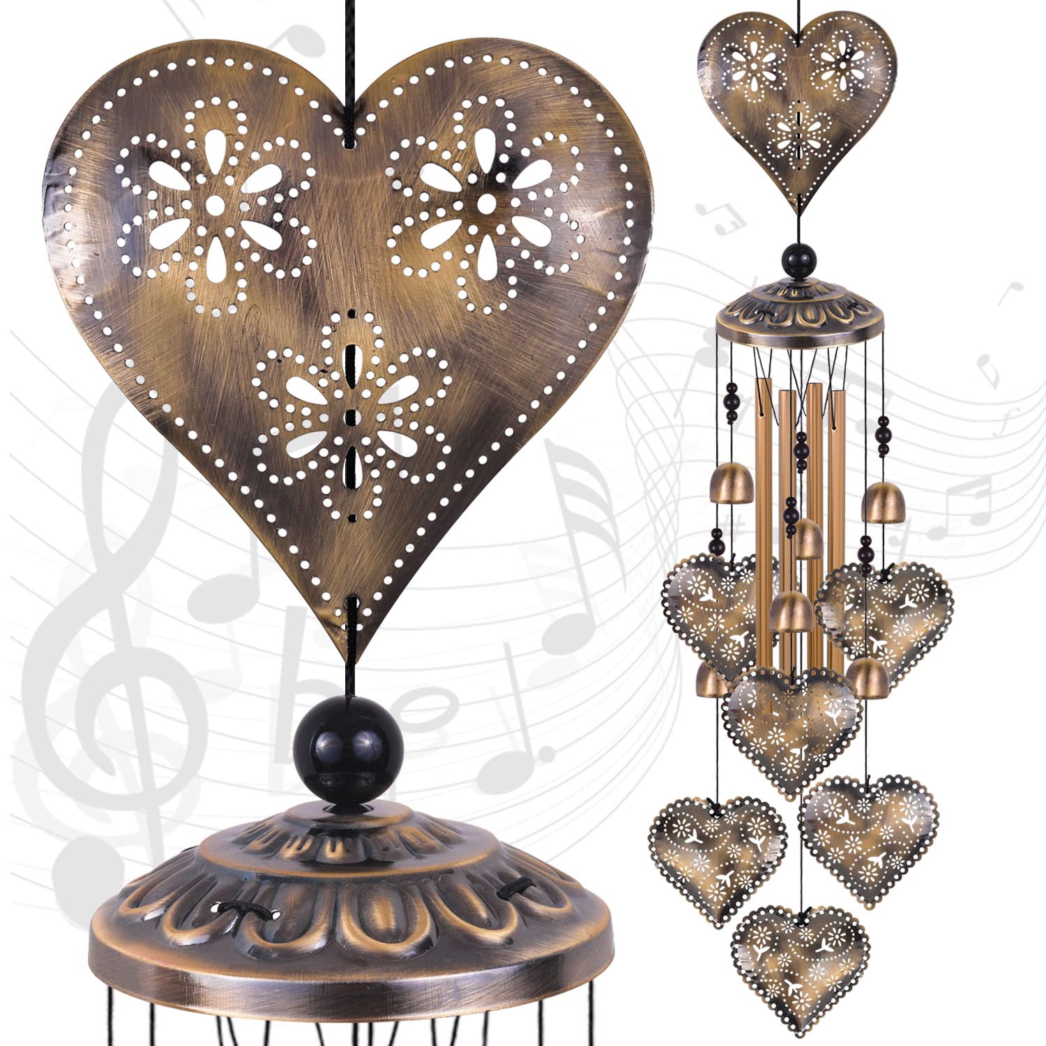Heart Shape Wind Chimes for Garden, Gifts for Mom, Home, Balconies ...