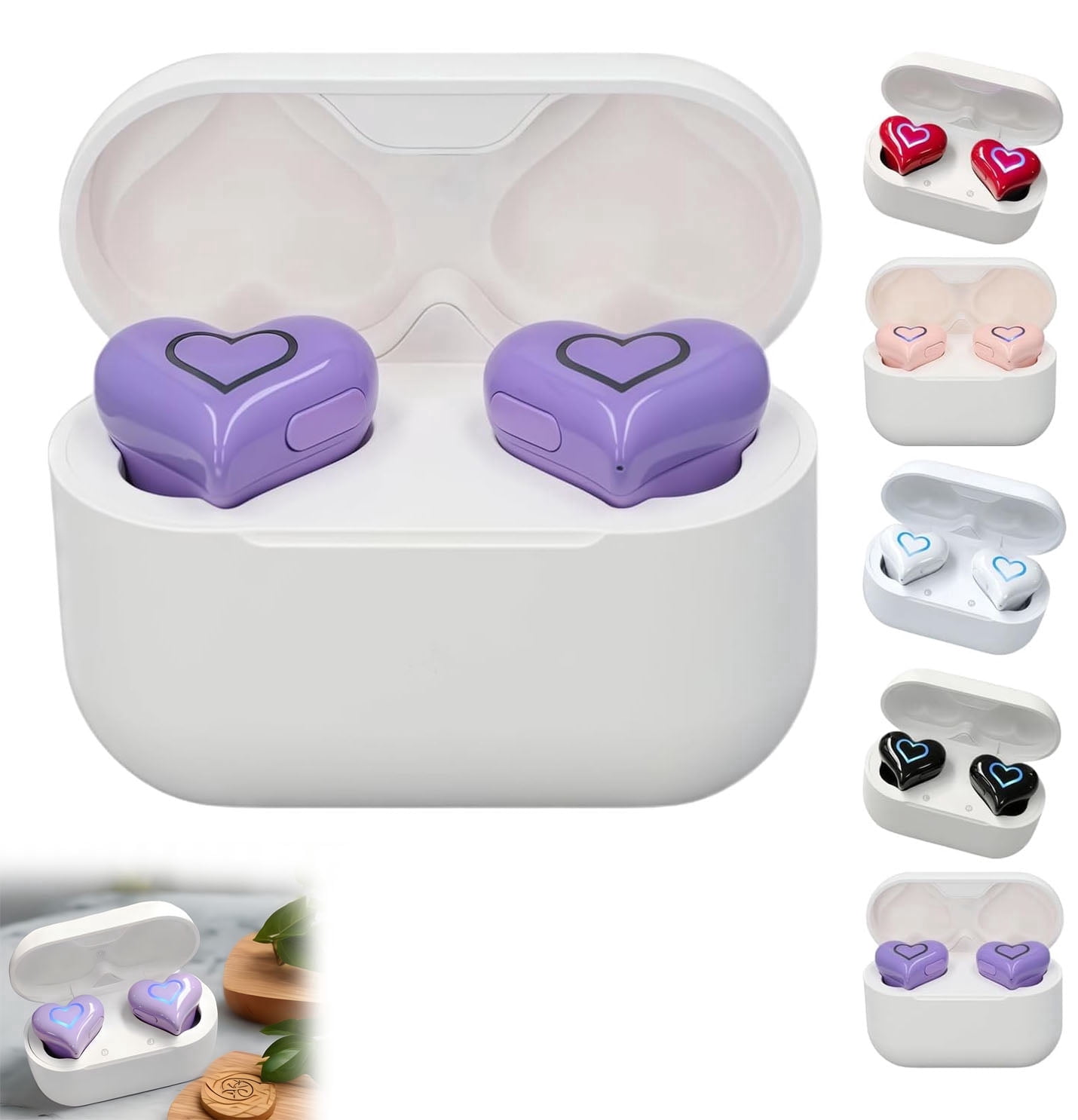 Heart Shape Wireless Noise Cancelling in-Ear Gaming Headset with LED ...
