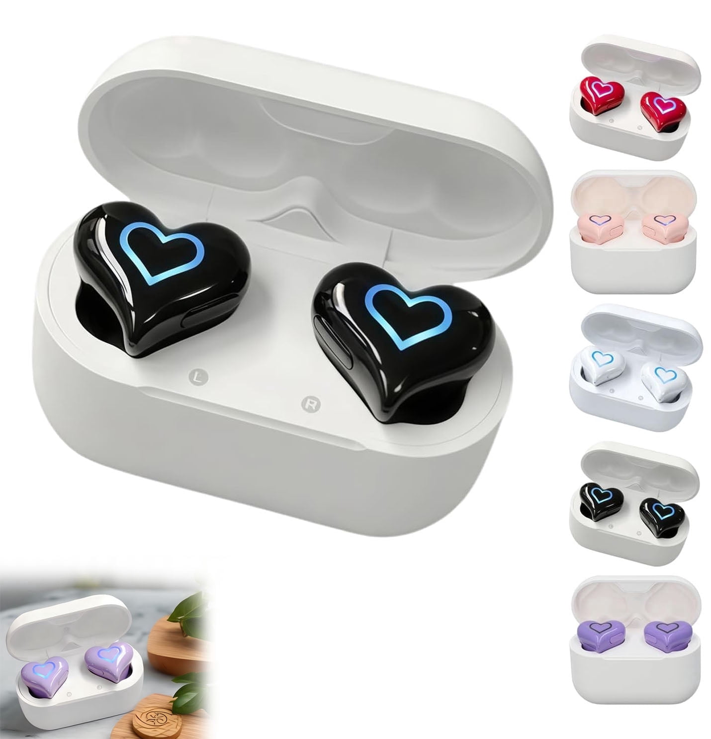 Heart Shape Wireless Noise Cancelling in-Ear Gaming Headset with LED ...