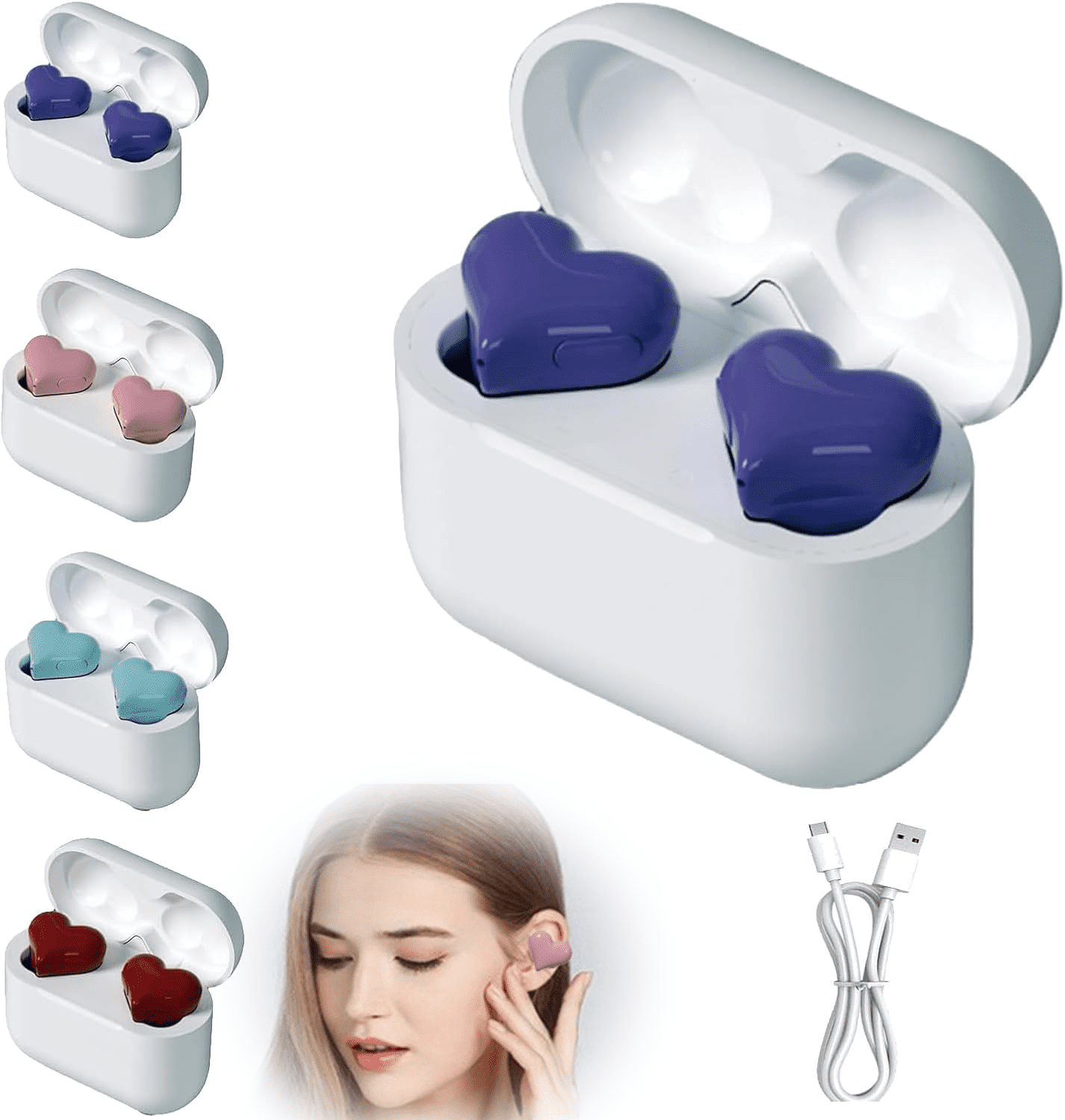Heart Shape Wireless Noise Cancelling in-Ear Gaming Headset with LED ...