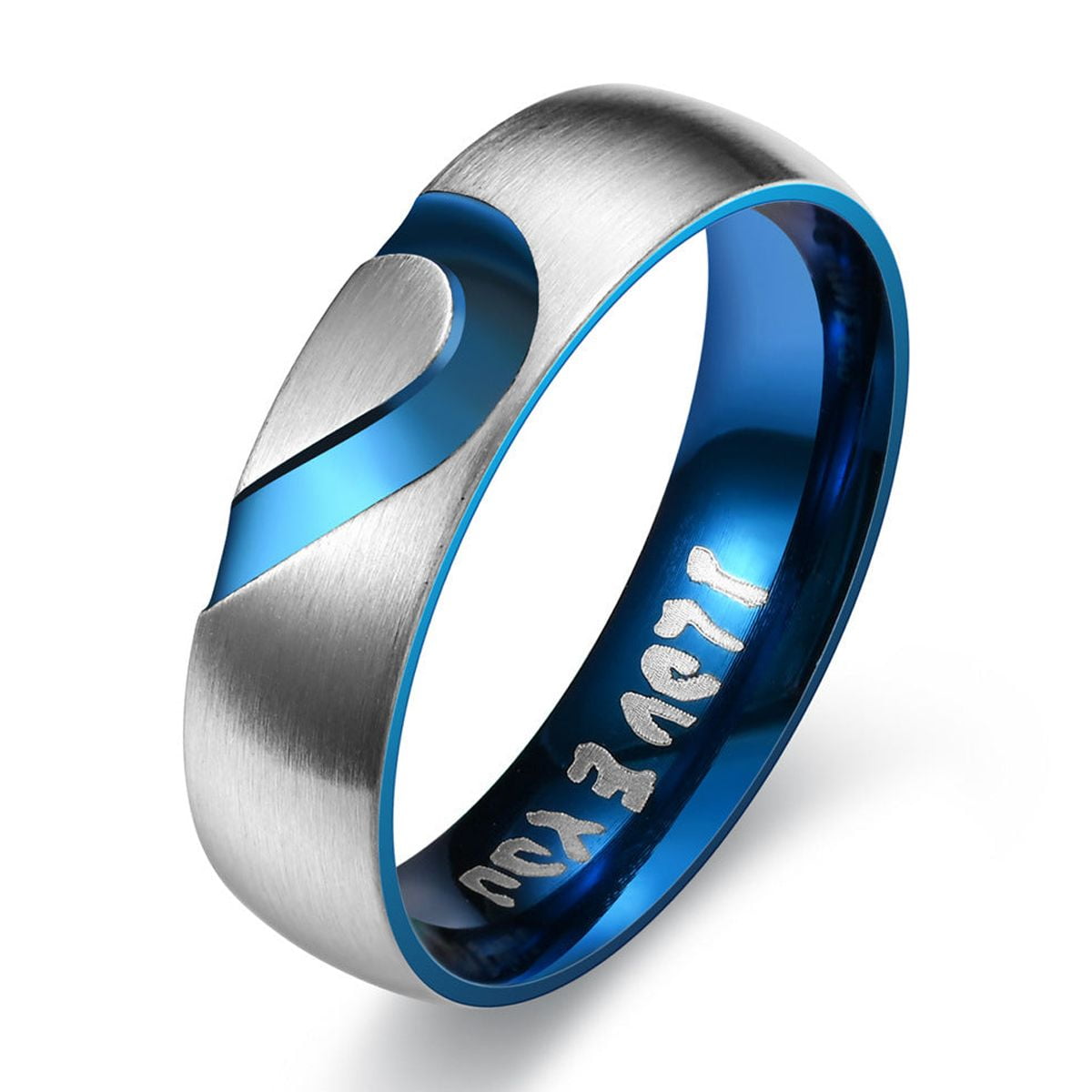 Couple Rings Heart Shape Stainless Steel I Love You Electroplated 6MM ...
