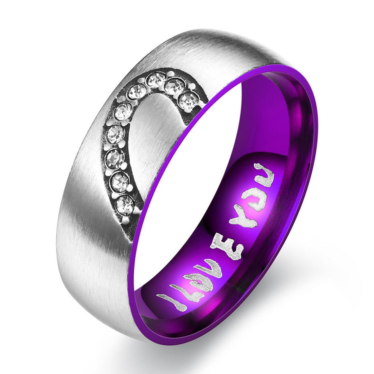 Couple Rings Heart Shape Stainless Steel I Love You Electroplated 6MM ...
