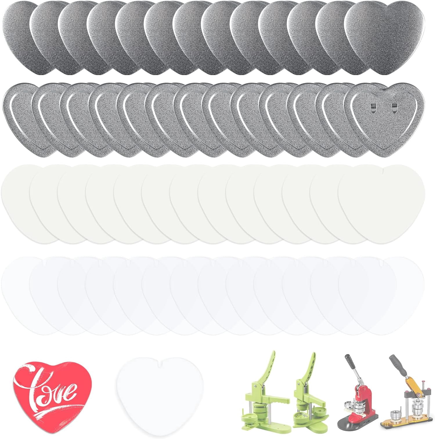 Heart-Shaped 2.24 inch/57mm Button for Button Maker Machine Heart Shape ...