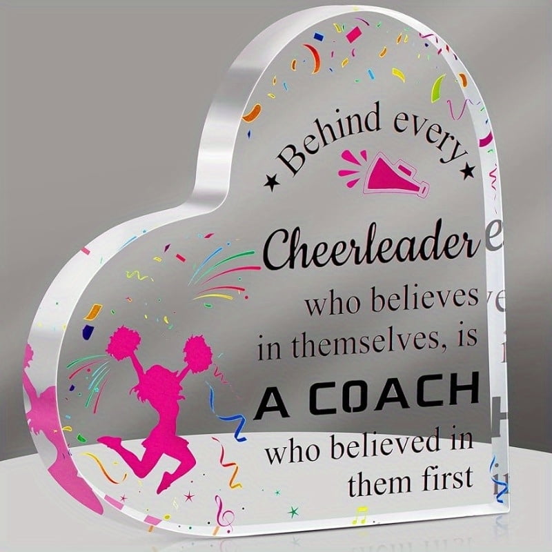 Heart-Shaped Acrylic Cheer Coach Appreciation Plaque "Behind Every ...
