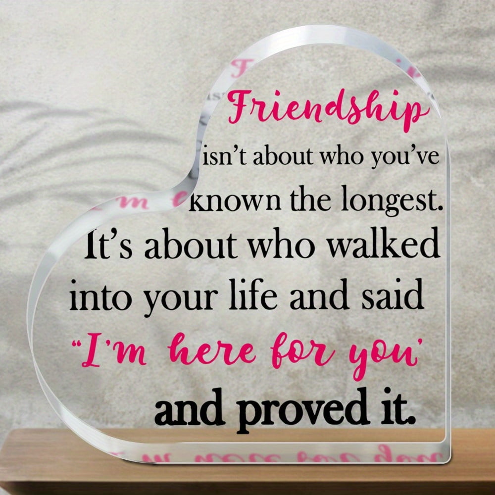 Heart-Shaped Acrylic Friendship Plaque with Inspirational Quote ...