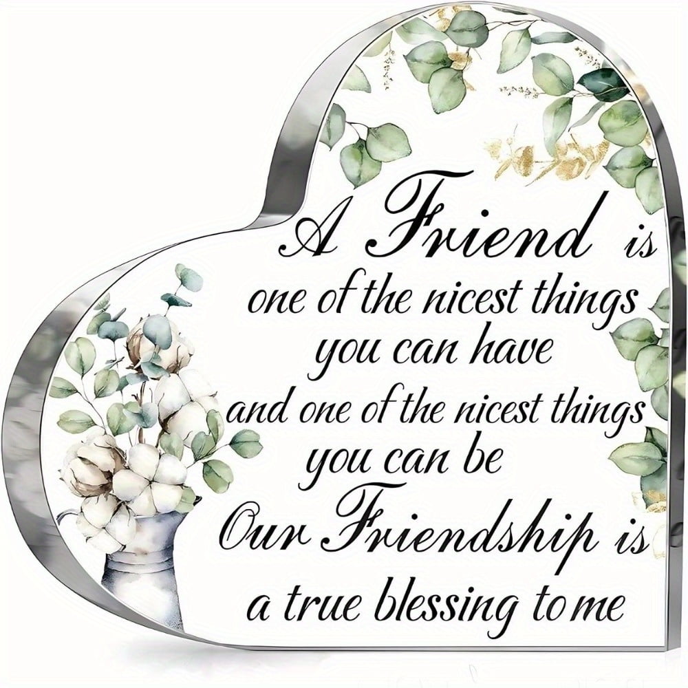 Heart-Shaped Acrylic Friendship Plaque with Inspirational Quote Perfect ...