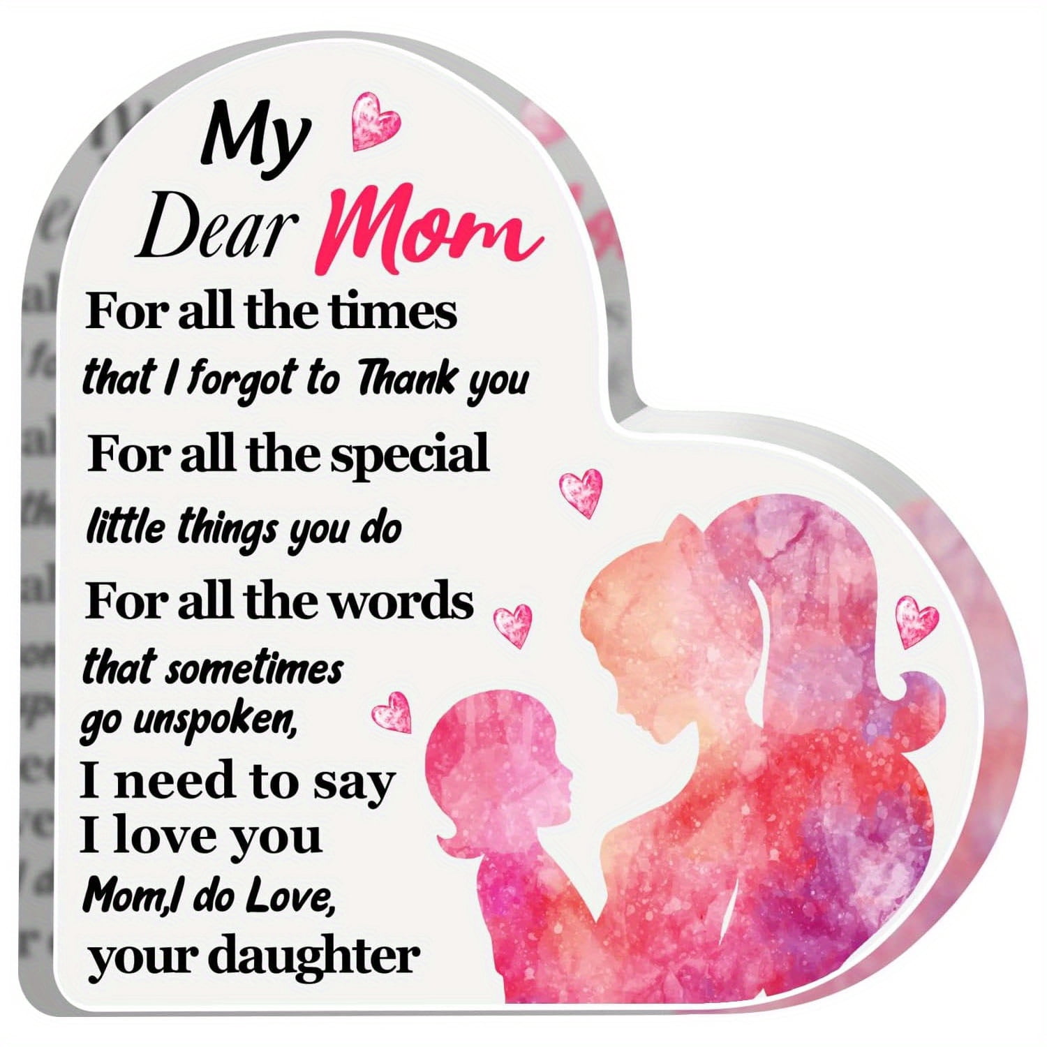 Heart-Shaped Acrylic Keepsake Mom Daughter to Mom Birthday Christmas ...