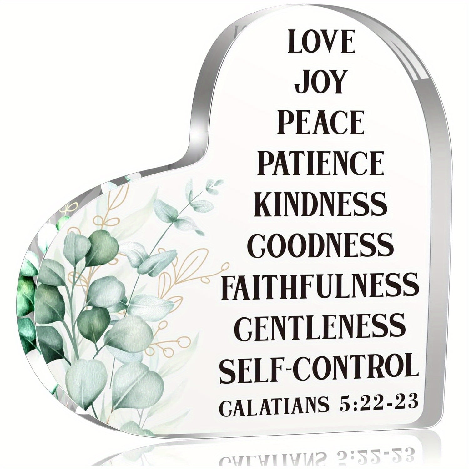 Heart Shaped Acrylic Plaque 3.9X3.9 Inch Galatians 5 22 23 Fruit Of The ...