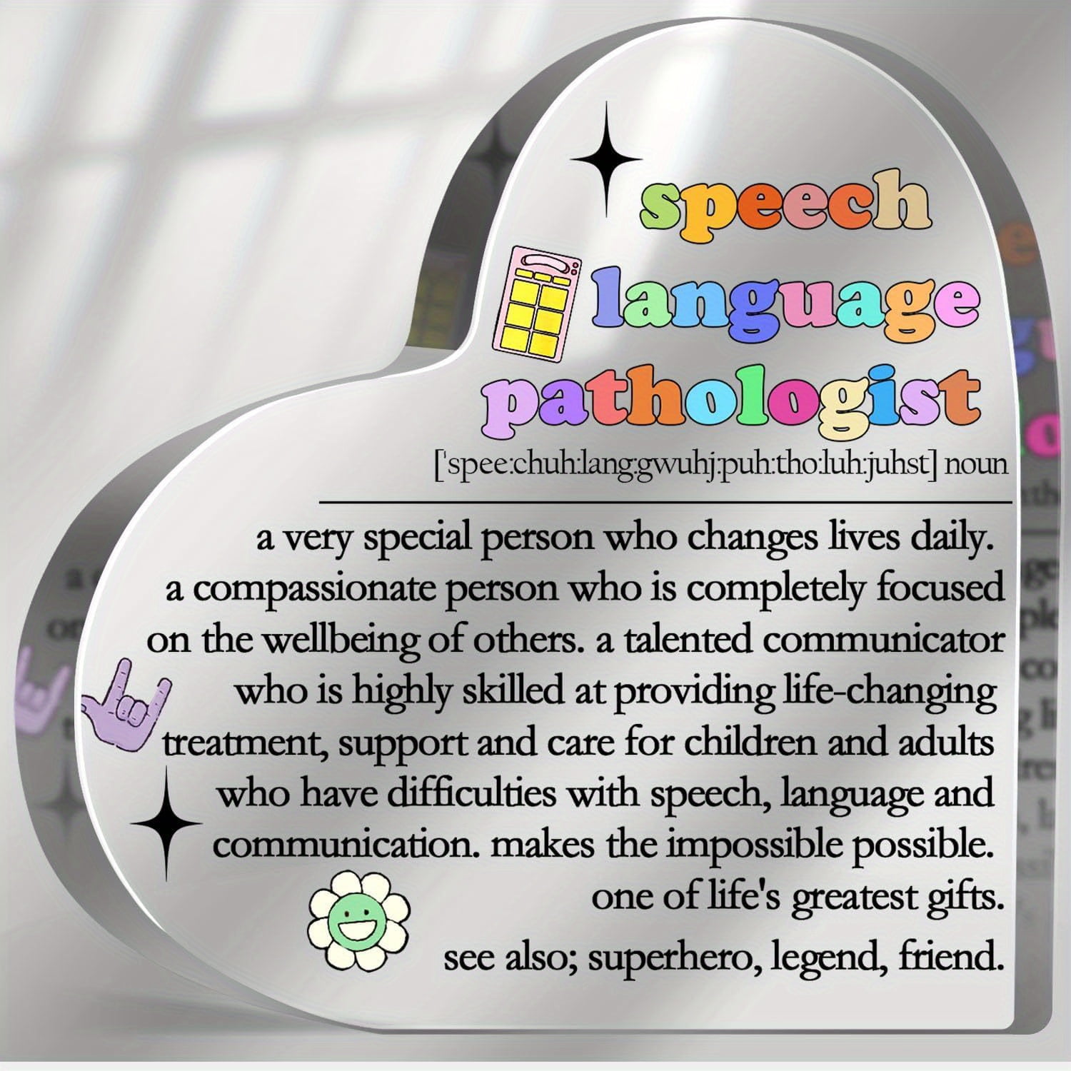 Heart Shaped Acrylic Plaque 3.9X3.9 Inch Speech Language Pathologist ...