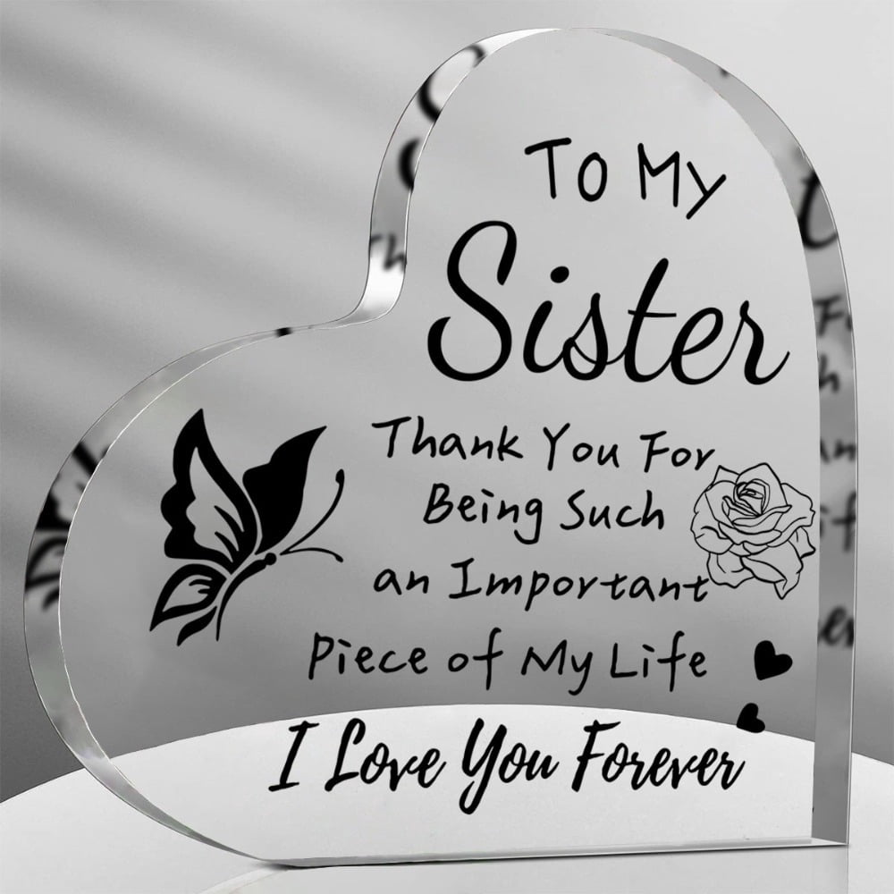 Heart-Shaped Acrylic Sister Friendship Plaque Engraved Love Message ...