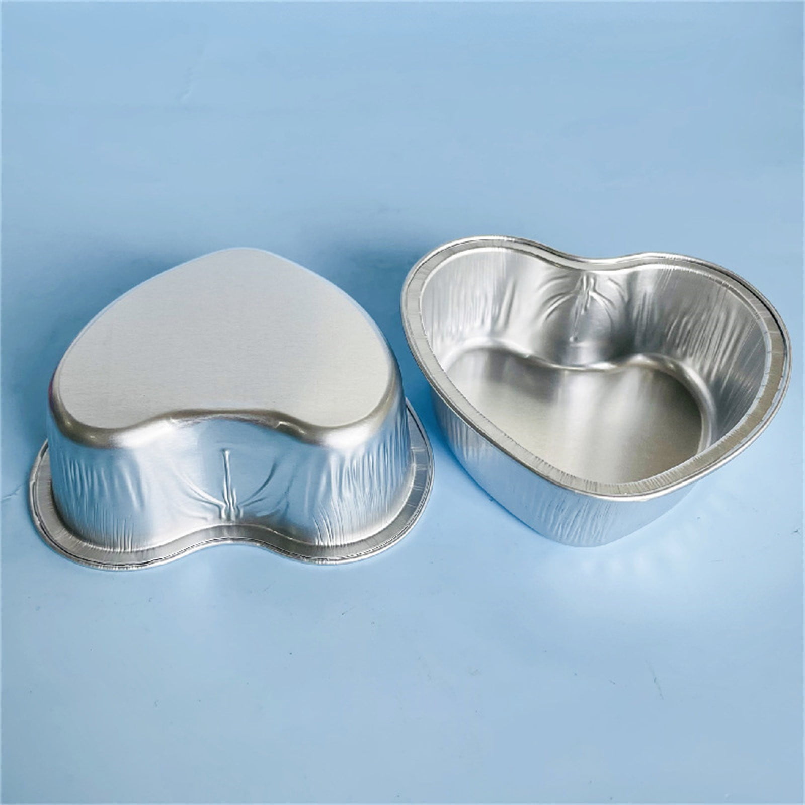 Heart Shaped Aluminum Foil Cake Pan Disposable Baking Cups with Toppers ...