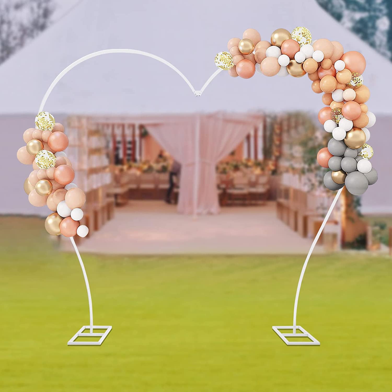 Heart-Shaped Arch Stand, Garden Arch with Base, Metal Arch Backdrop ...