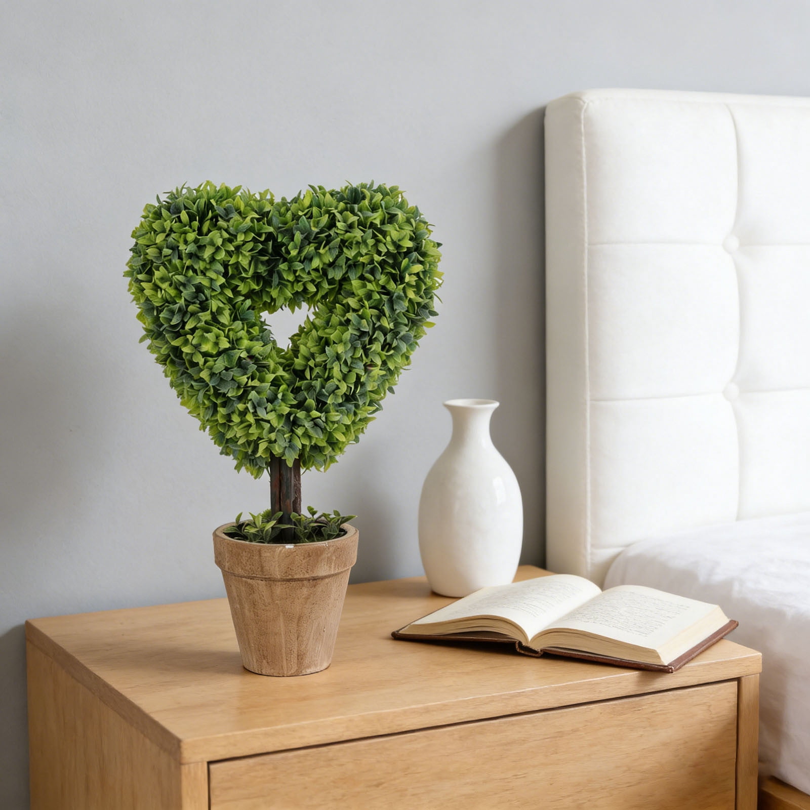 Heart-Shaped Artificial Boxwood Topiary Tree - 15.7" UV Resistant Small ...