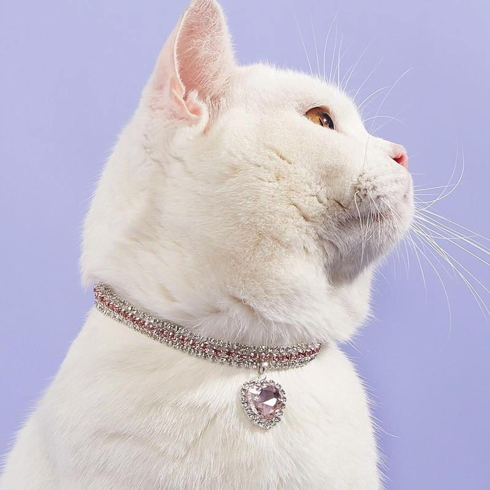Heart Shaped Artificial Diamond Pet Collar, Aesthetic Cute Cat Collar ...